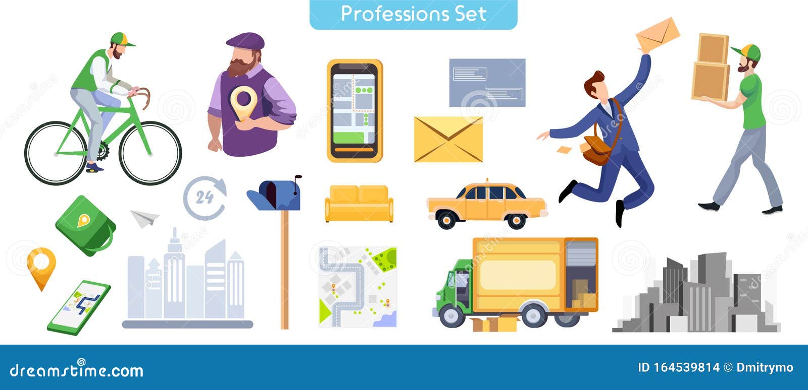 Commercial Services Flat Vector Illustrations Set Stock Vector ...