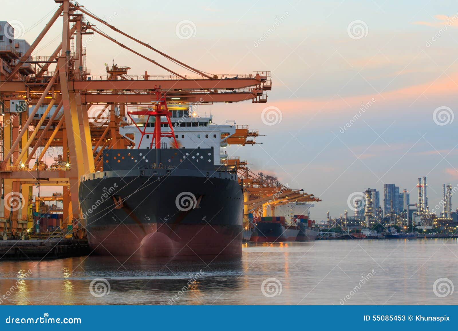 Commercial Ship Loading Container Goods in Ship Yard Use for Transport ...