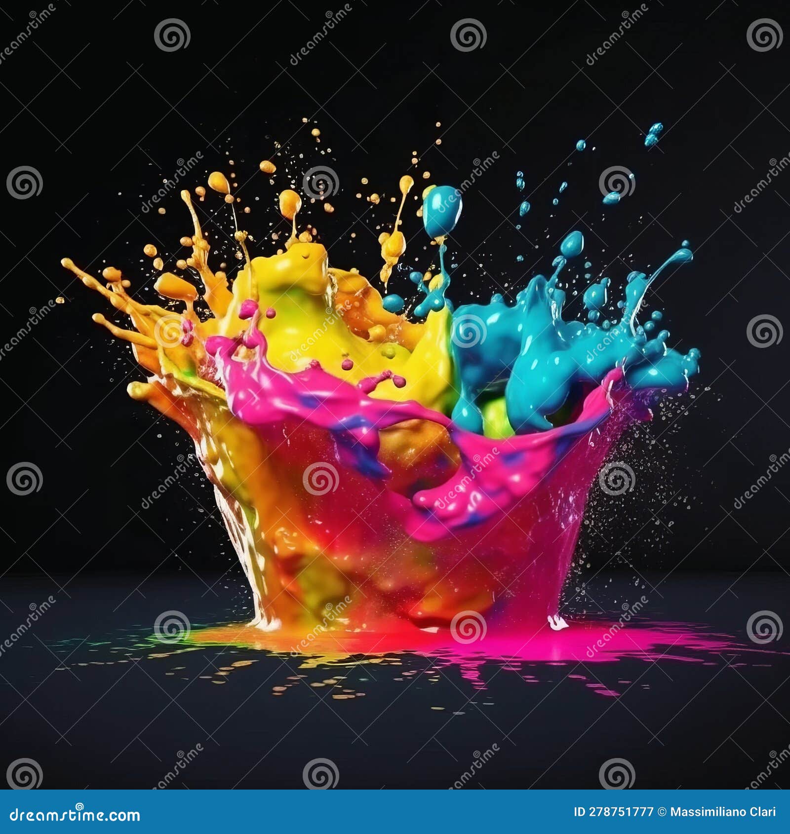 Commercial Shooting of Colorful Splash Paint. Generative AI Stock ...