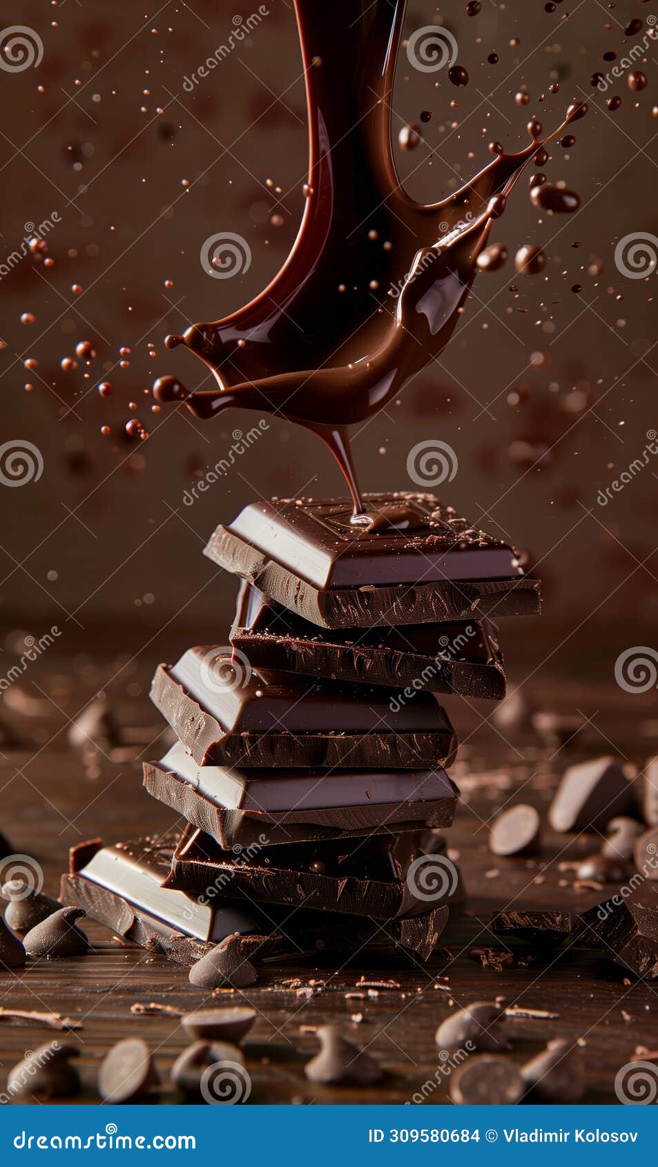 Commercial Shot Featuring a Melting Chocolate Bar. Stock Illustration ...