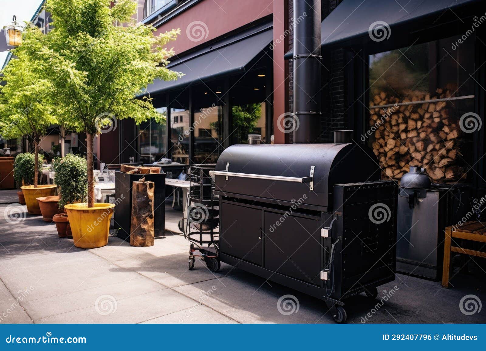 Commercial-sized Bbq Smoker in a Restaurant Yard Stock Photo - Image of ...