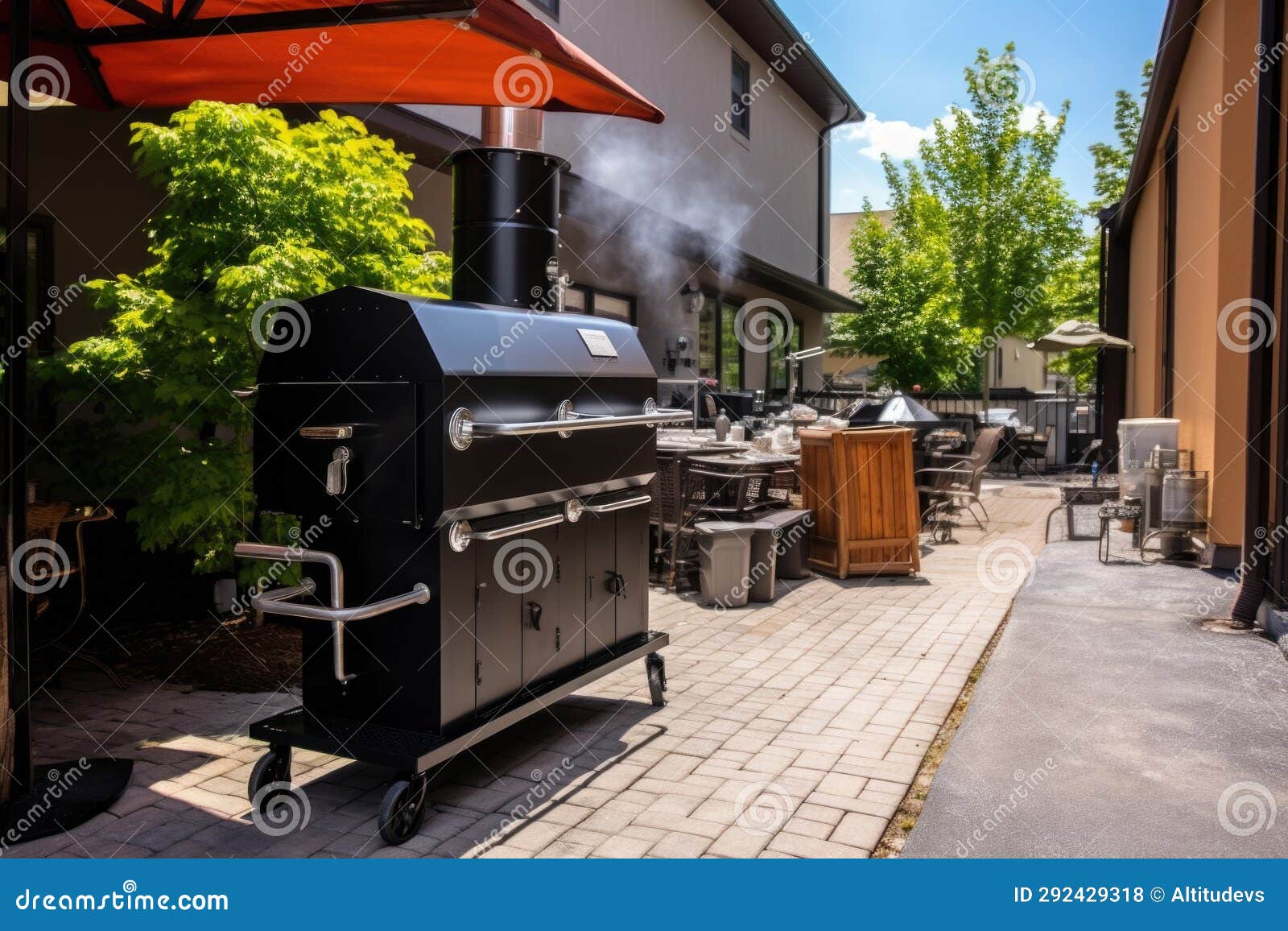 Commercial-sized Bbq Smoker in a Restaurant Yard Stock Photo - Image of ...