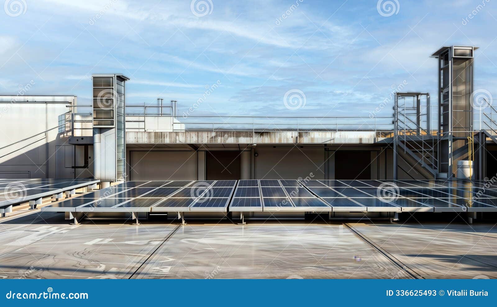 Sleek Solar Panel Installation on Modern Commercial Building Roof ...