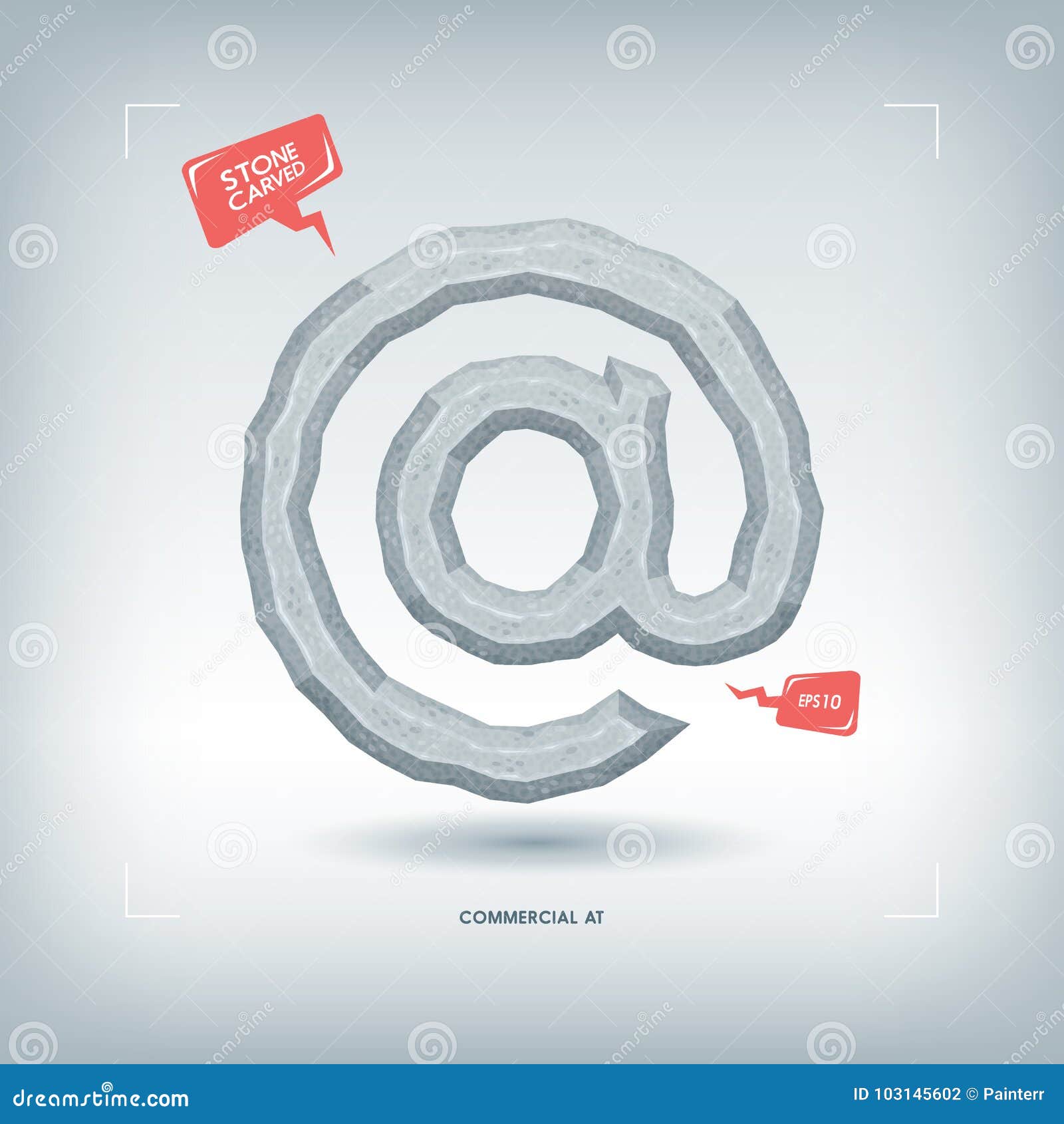 Commercial at Symbol. Stone Carved Typeface Element. Vector ...