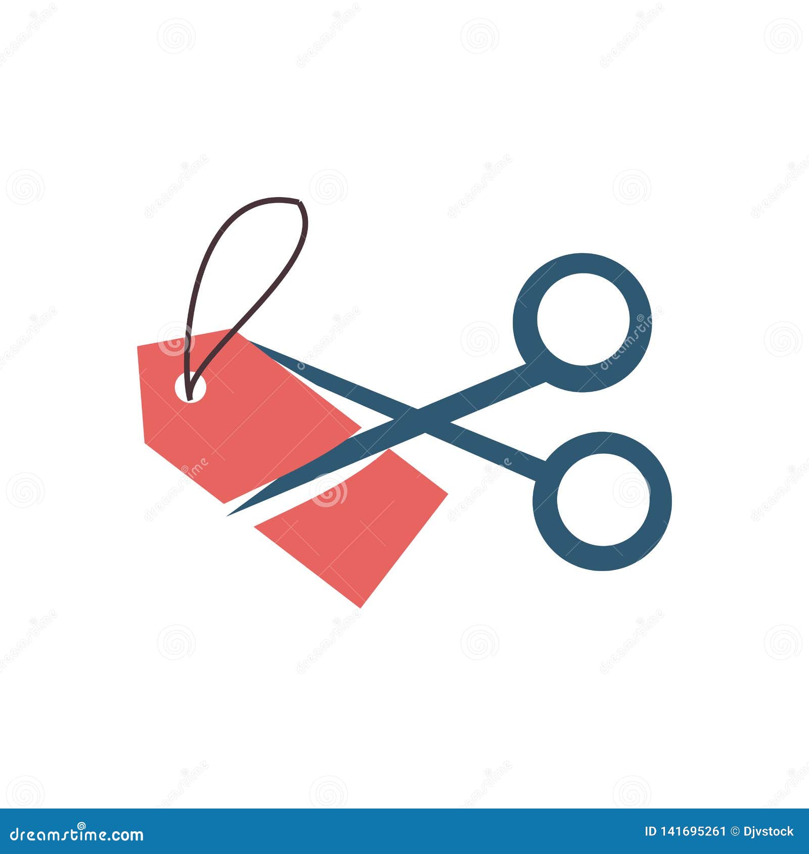 Commercial Tag Hanging with Scissors Stock Vector - Illustration of ...