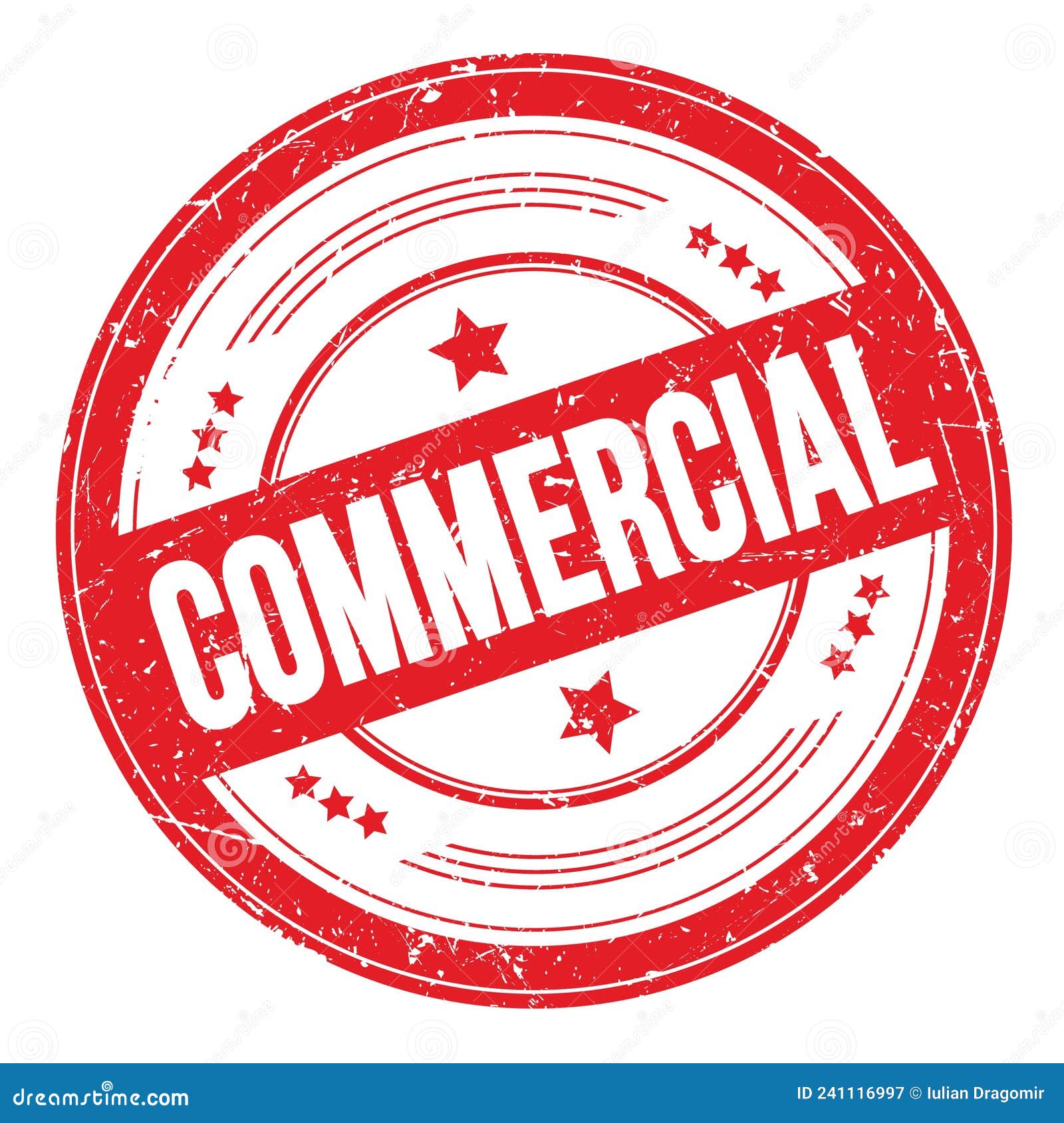 COMMERCIAL Text on Red Round Grungy Stamp Stock Illustration ...