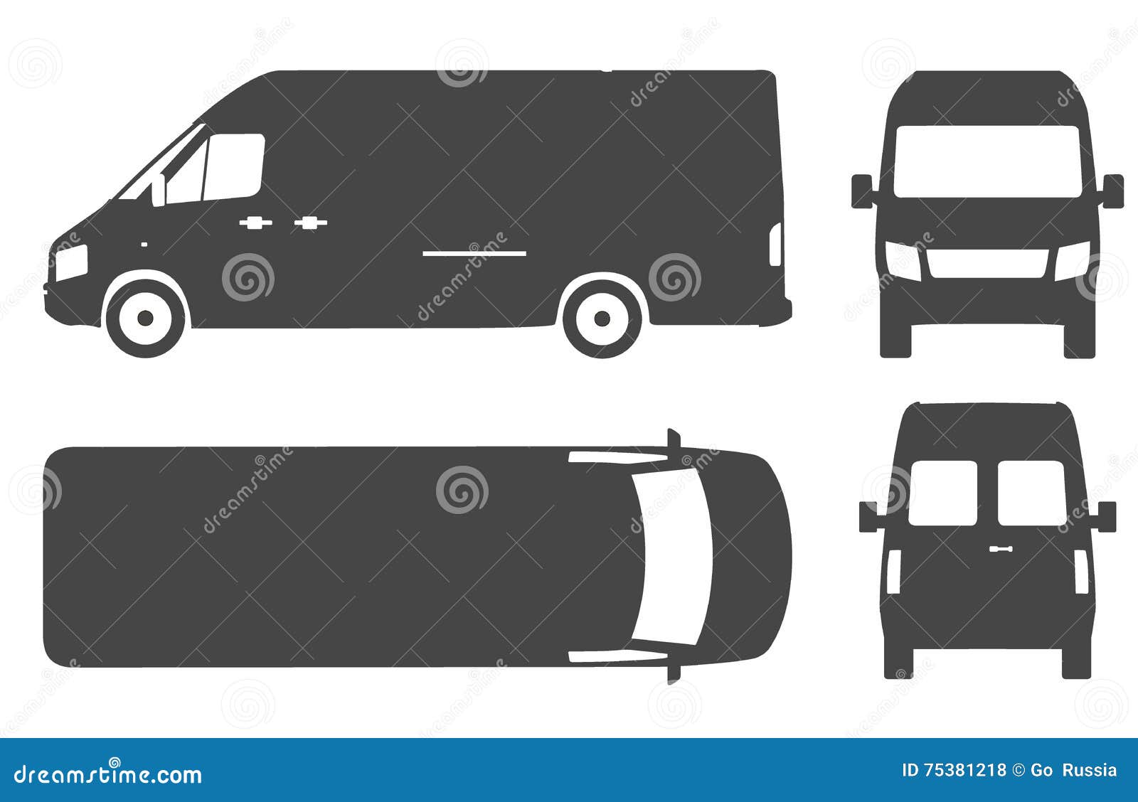 Commercial Van Bus Silhouette Vector Icon Stock Vector - Illustration ...