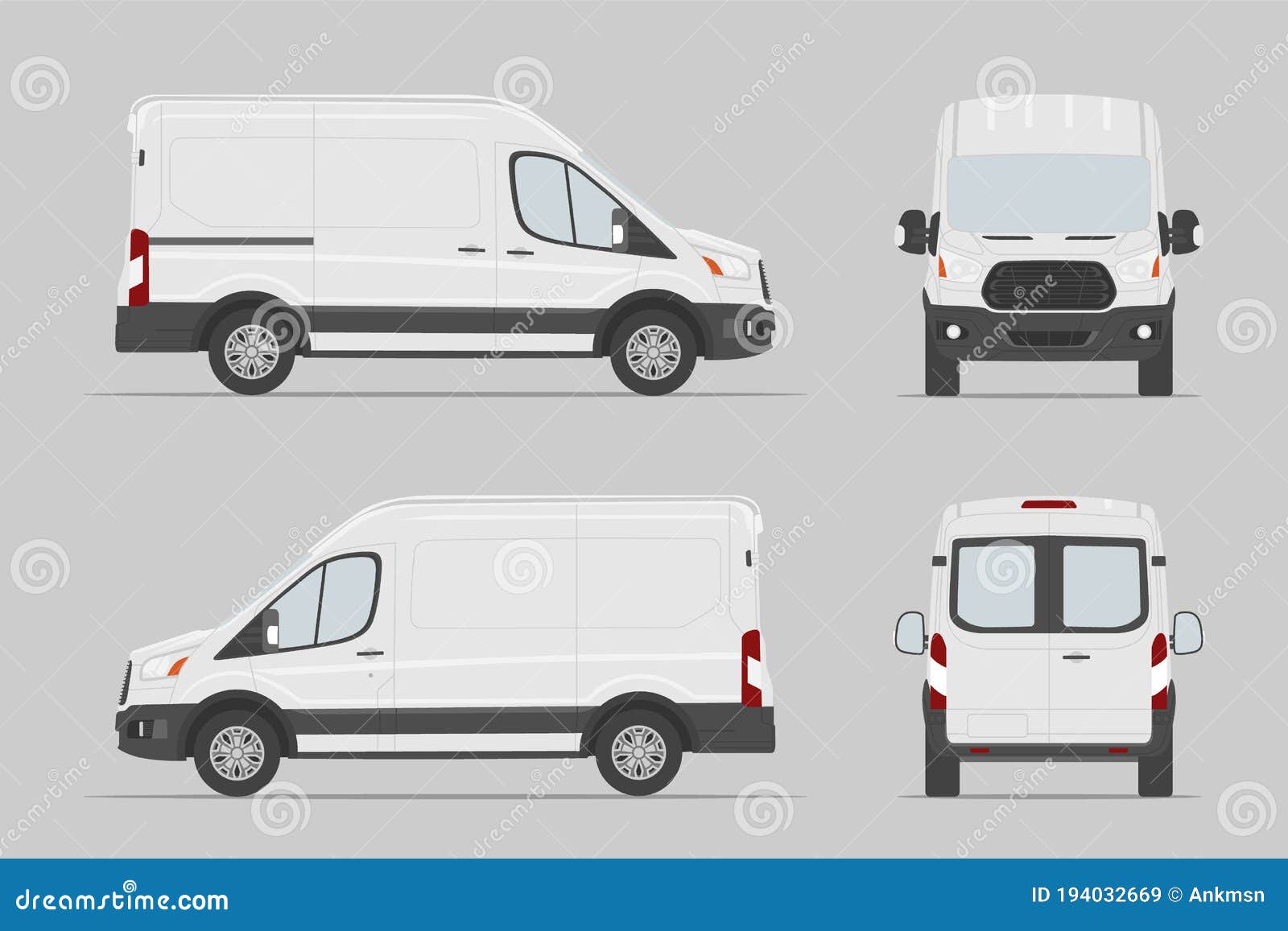 Commercial Vehicle Different View. Cargo Van Template Stock Vector ...