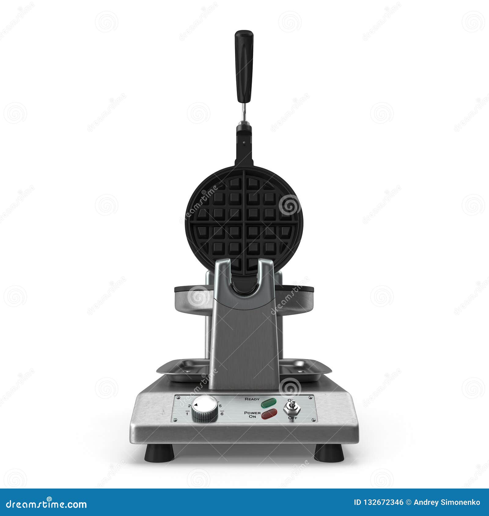 Commercial Waffle Maker Opened on White Background 3D Illustration ...
