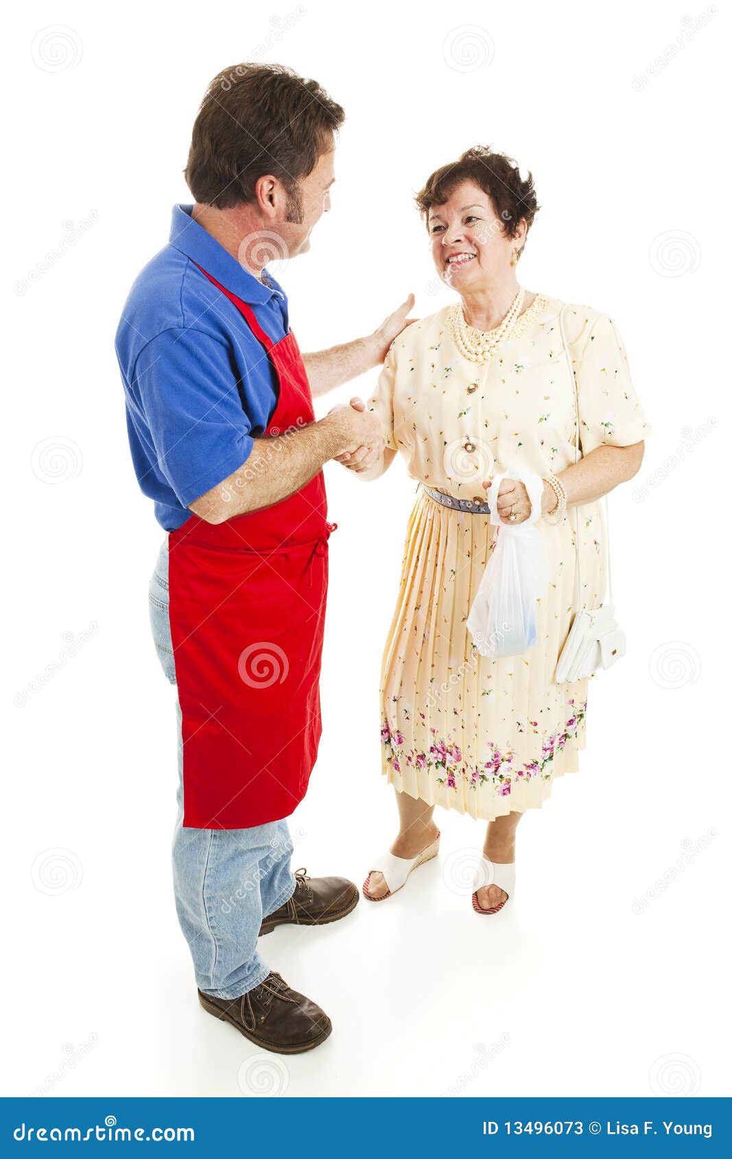 Commesso e cliente felice immagine stock. Immagine di amicizia - 13496073