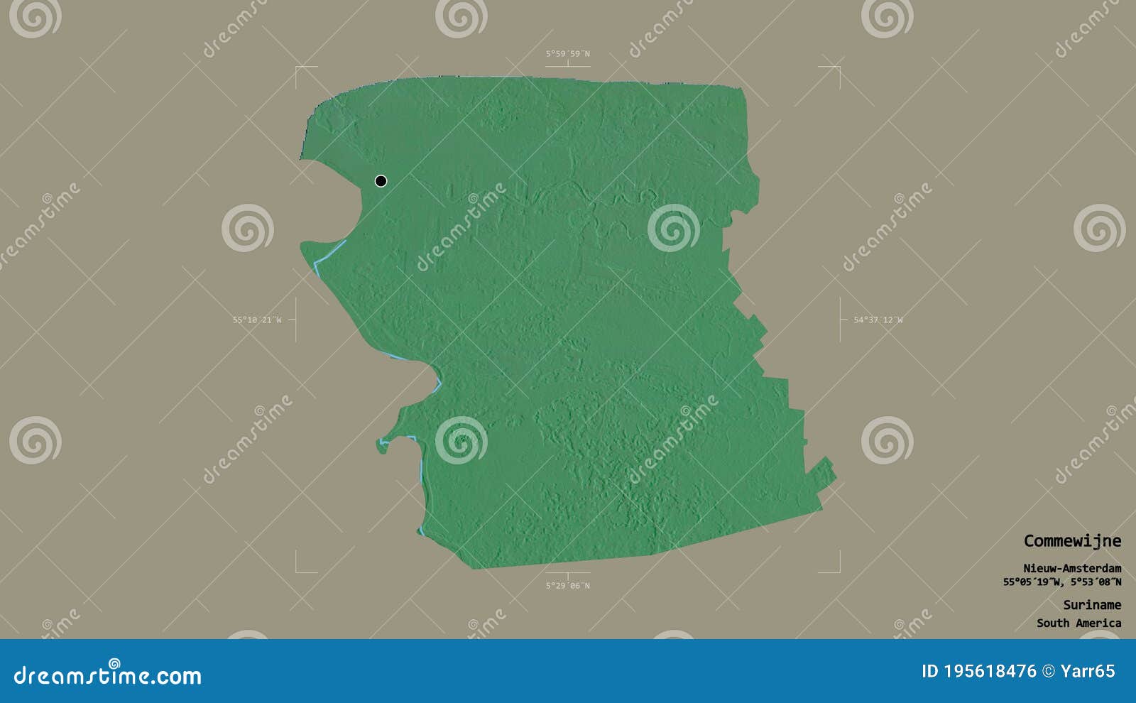 Commewijne - Suriname. Bounding Box. Relief Stock Illustration ...