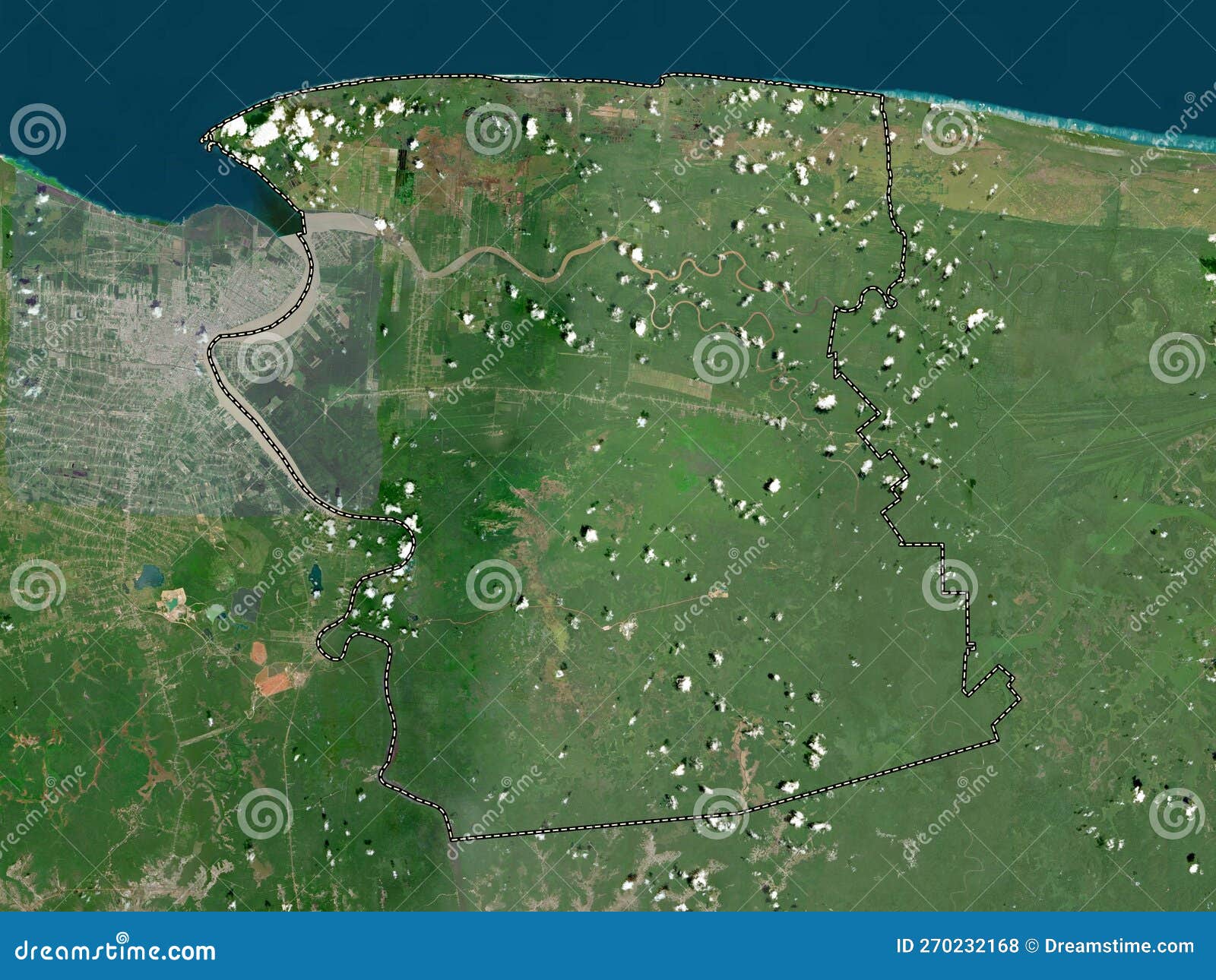 Commewijne, Suriname. High-res Satellite. No Legend Stock Illustration ...