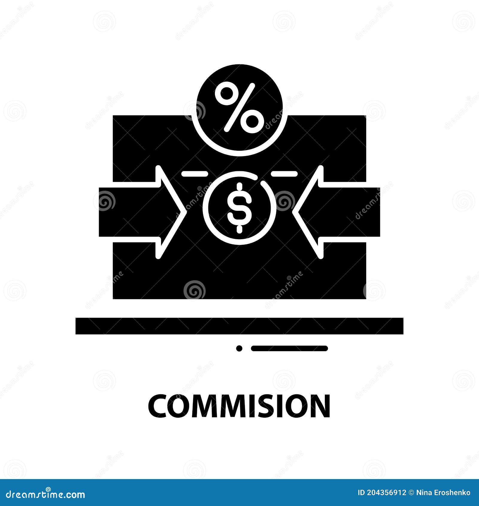 Commision Icon, Black Vector Sign with Editable Strokes, Concept ...