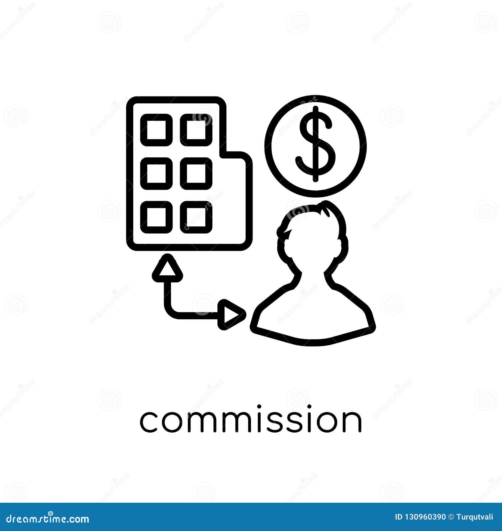 Commission Icon, Banner Outline Template Vector Illustration ...