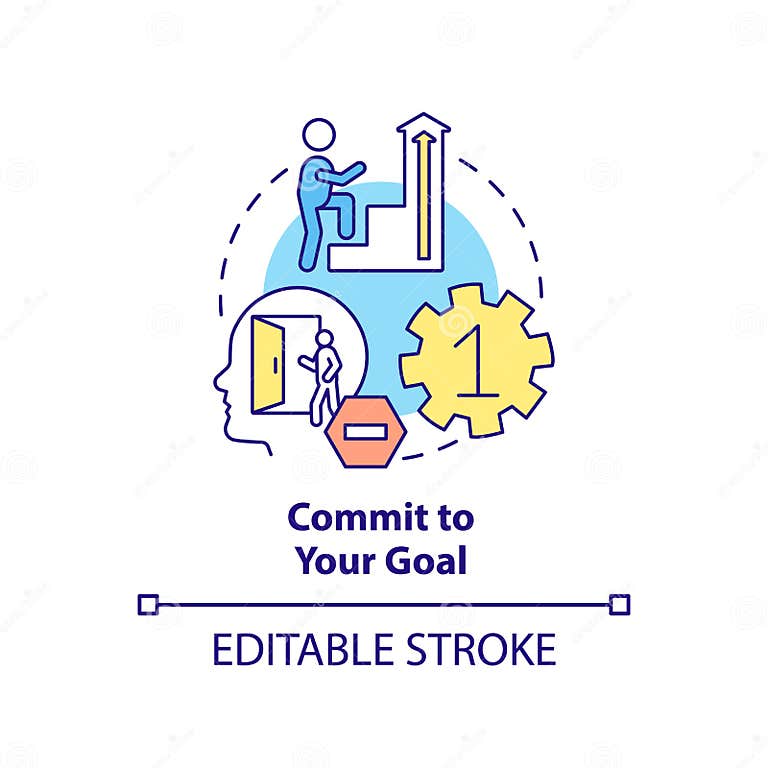 Commit To Your Goal Concept Icon Stock Vector - Illustration of outline ...