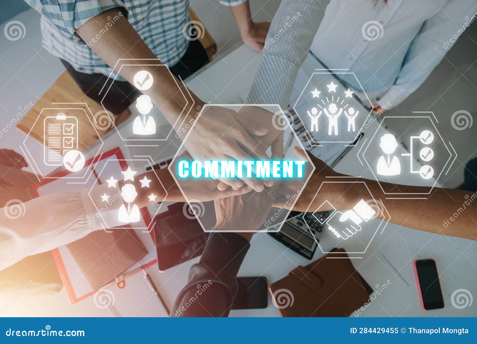 Multiracial Business Team Signalling Their Commitment To Each Other by ...