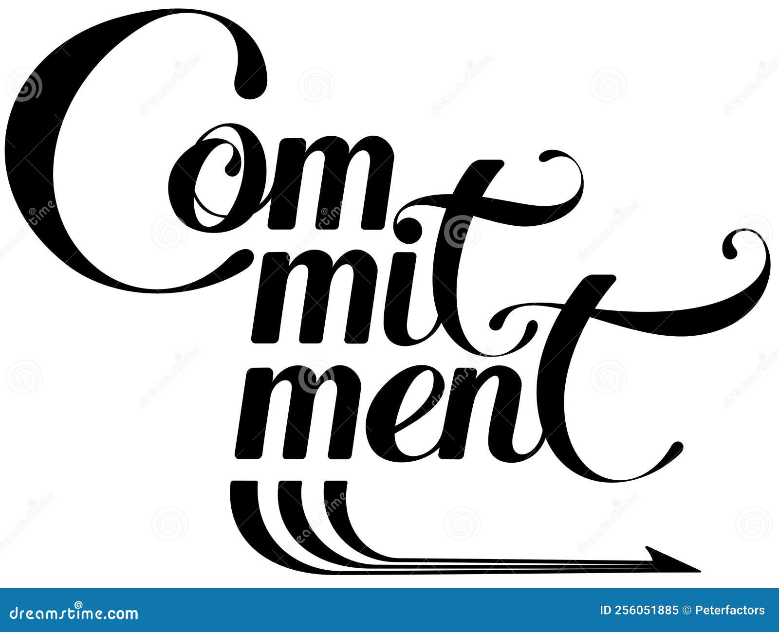 Commitment - Custom Calligraphy Text Stock Vector - Illustration of ...