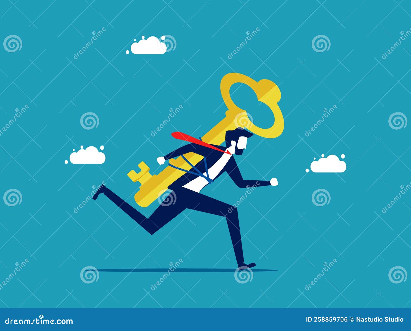 Commitment and the Key To Success. Businessman with Keys Running ...