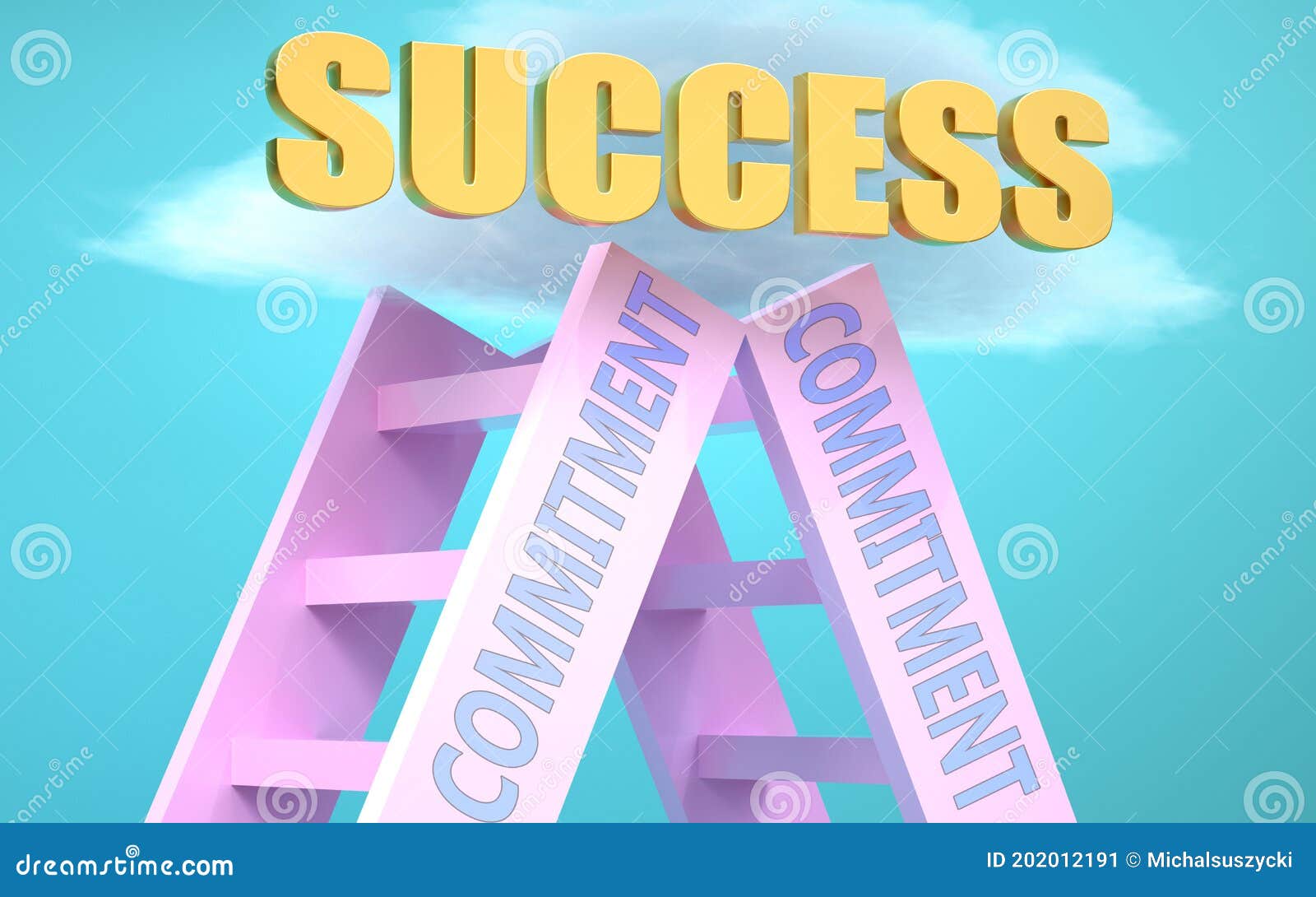 Commitment Ladder that Leads To Success High in the Sky, To Symbolize ...