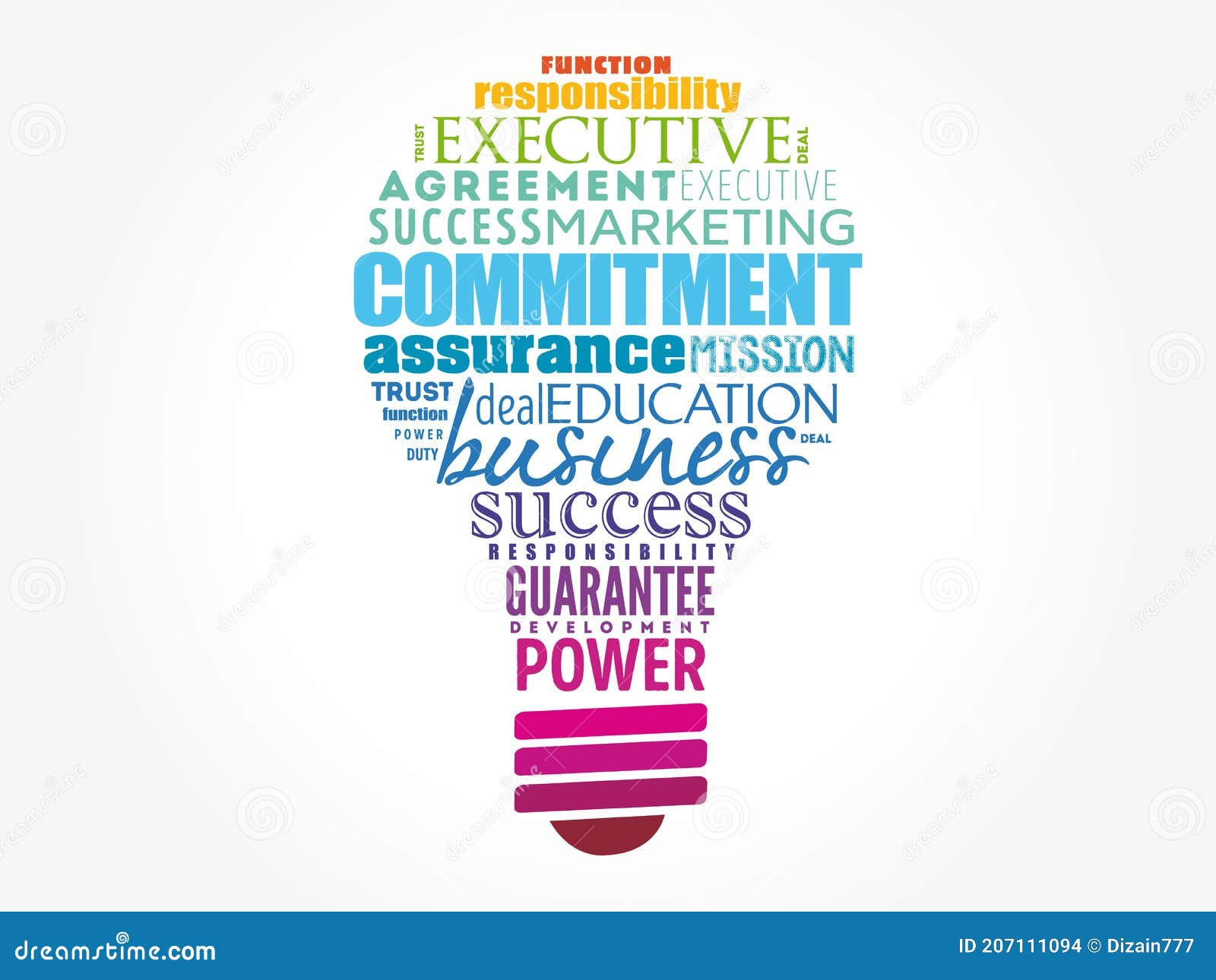 Commitment Light Bulb Word Cloud Collage, Business Concept Stock ...