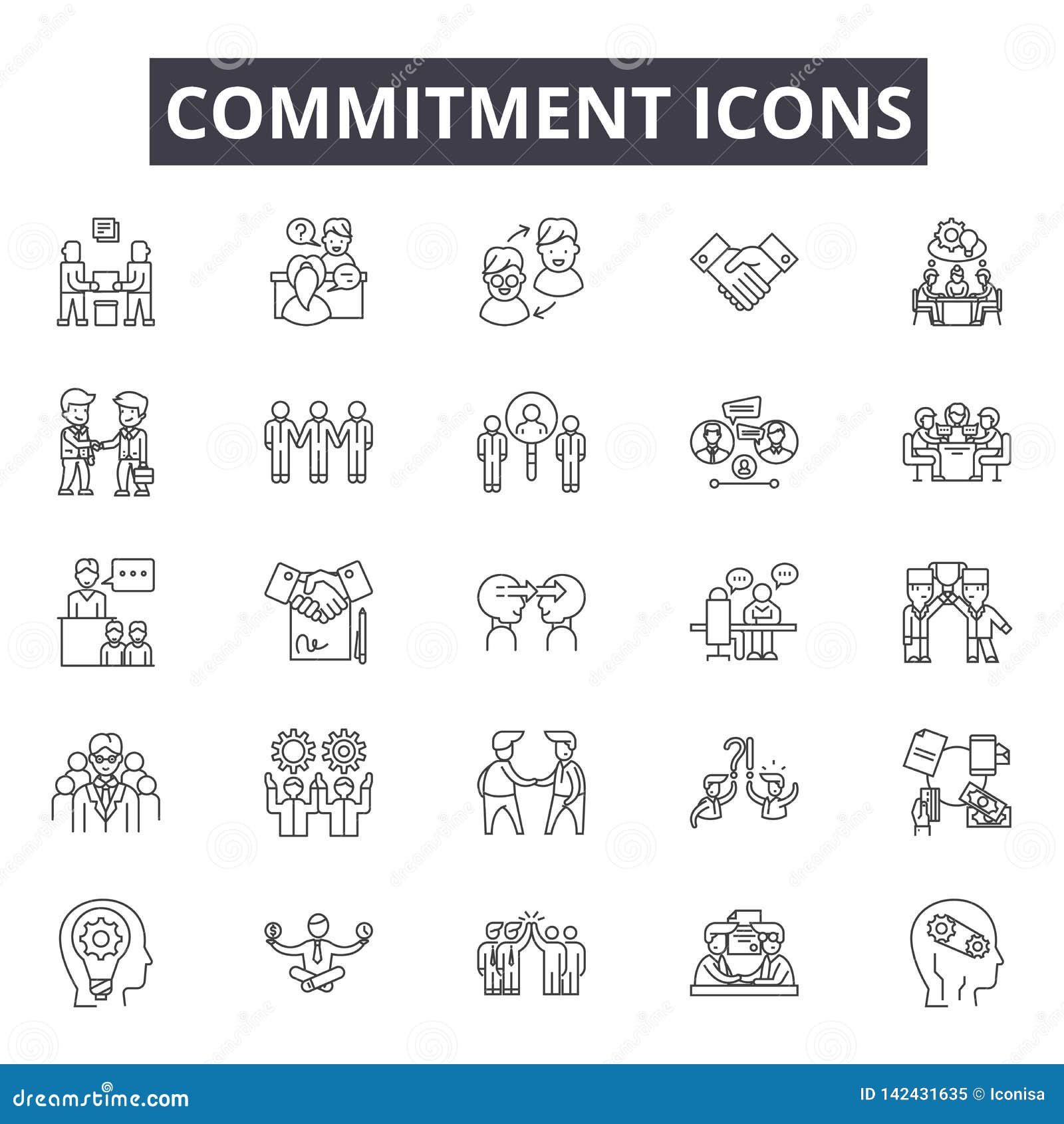 Commitment Line Icon Concept Commitment Vector Linear Illustration