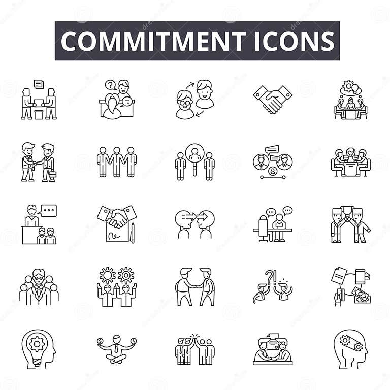 Commitment Line Icons for Web and Mobile Design. Editable Stroke Signs ...