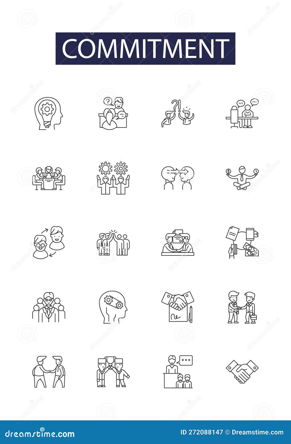 Commitment Line Vector Icons and Signs. Adherence, Obligation, Loyalty ...