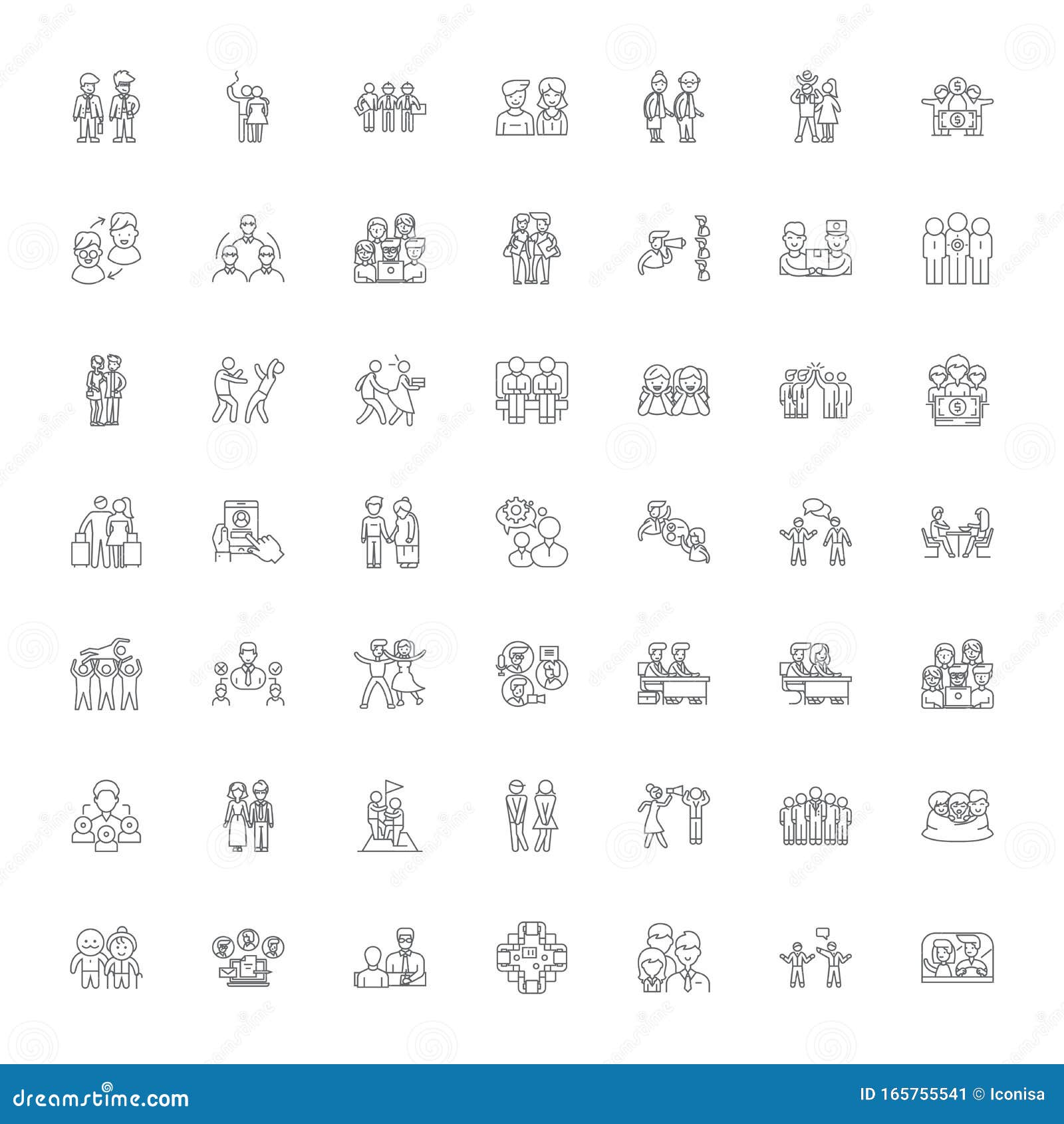 Commitment Linear Icons Signs Symbols Vector Line Illustration Set
