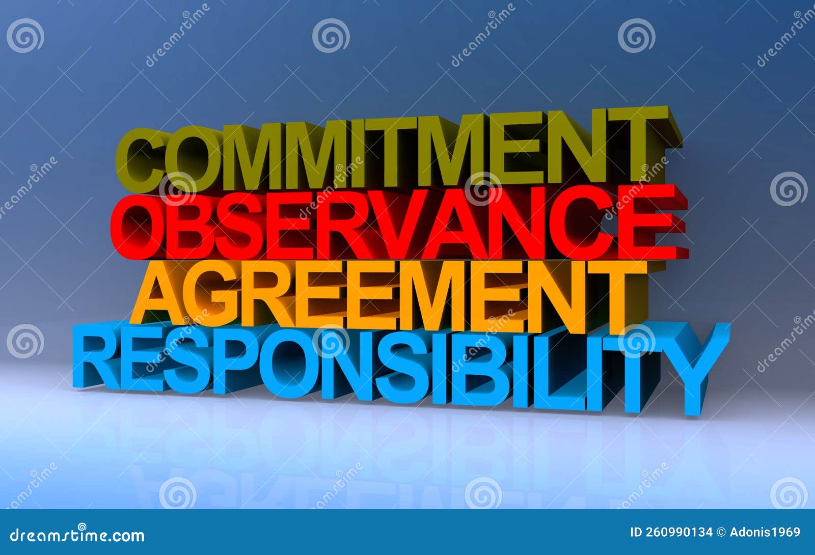 Commitment Observance Agreement Resposibility On Blue Royalty-Free ...