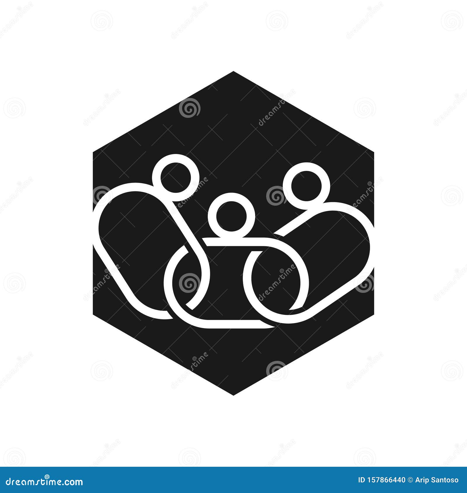 Hexagonal Chain Commitment Teamwork Together Black Logo Stock Vector ...