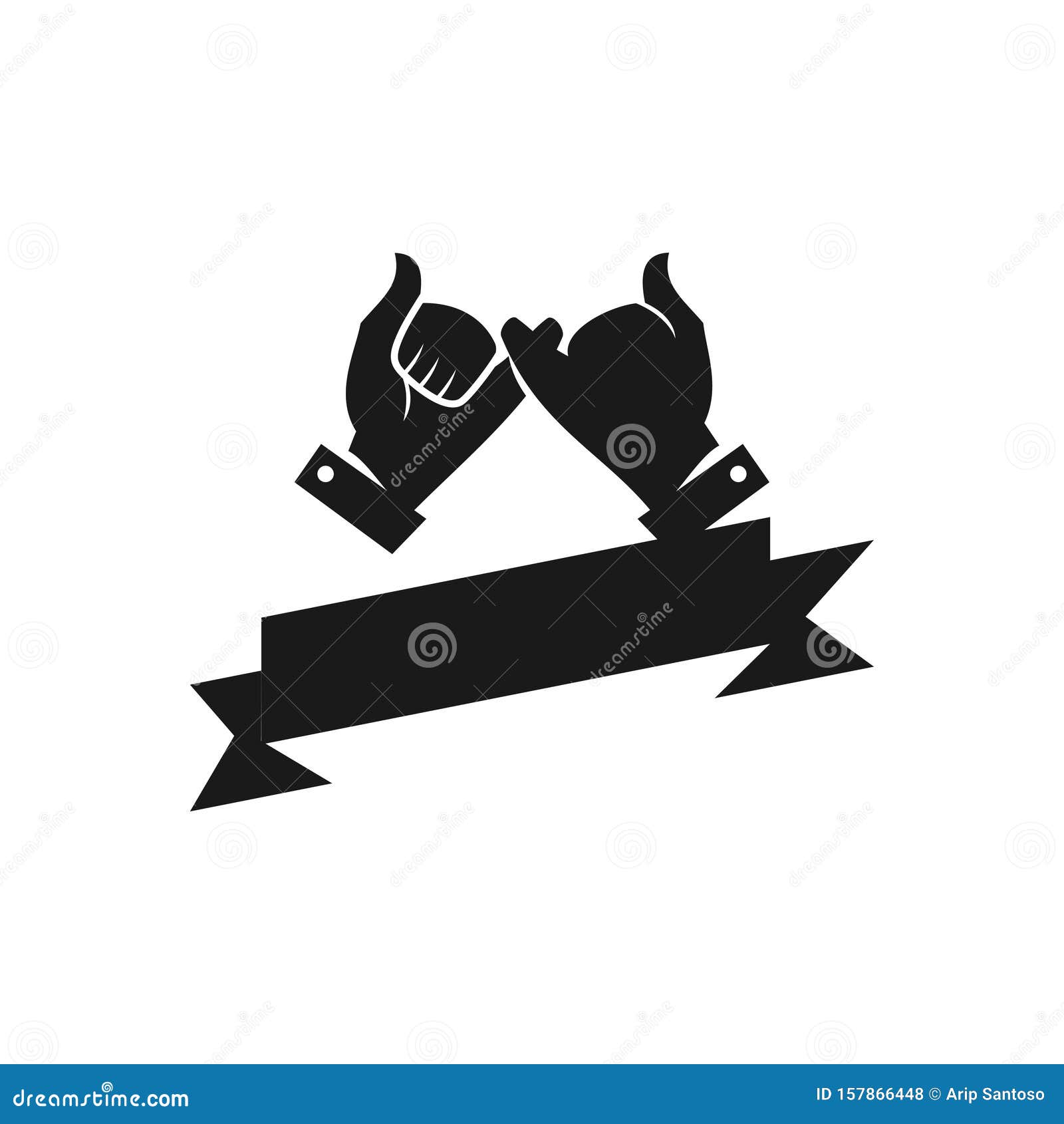 Ribbon Hand Commitment Teamwork Together Black Logo Stock Vector - Illustration of black ...