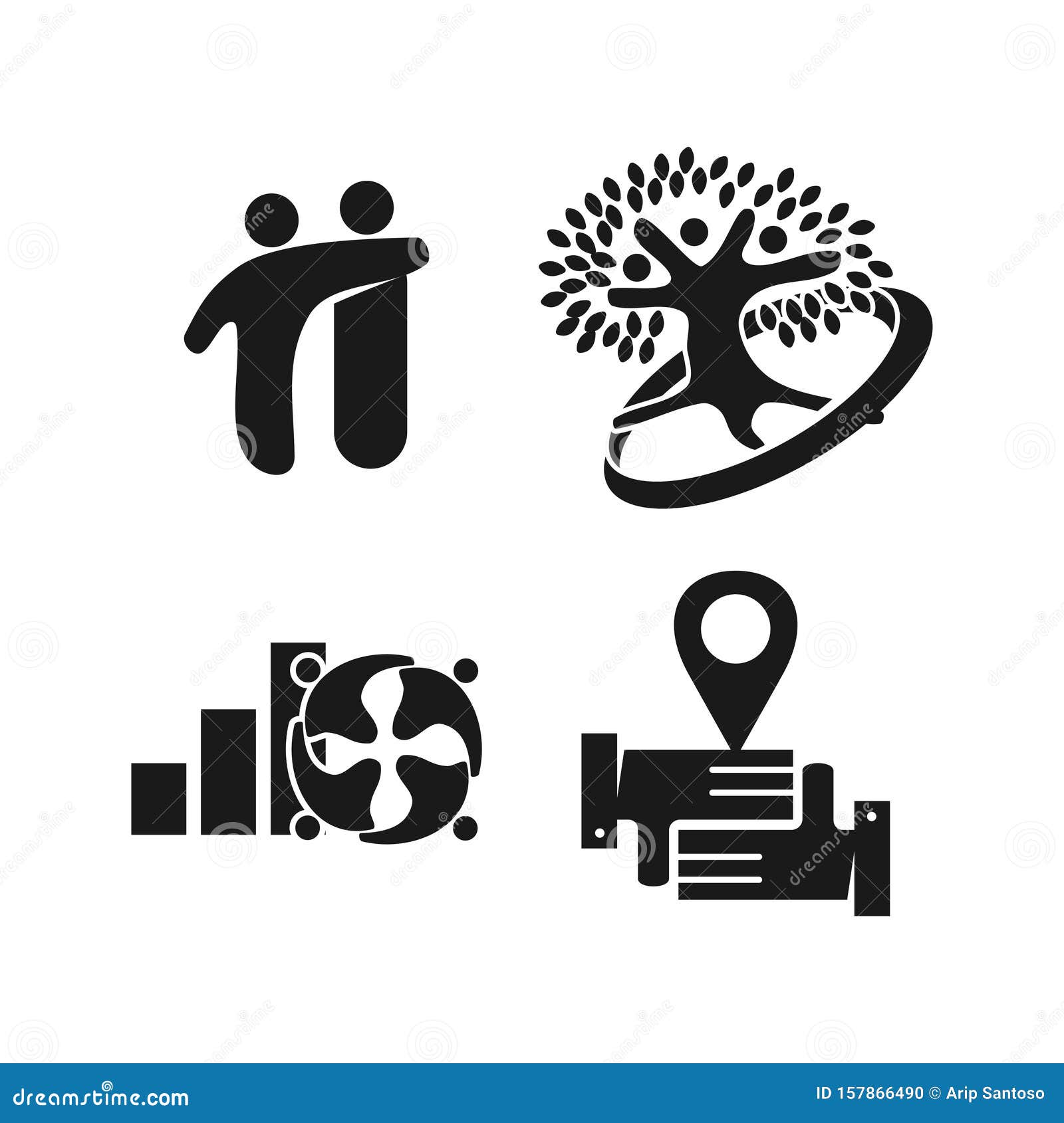 Tree Business Location Commitment Teamwork Together Black Logo Stock Vector - Illustration of ...