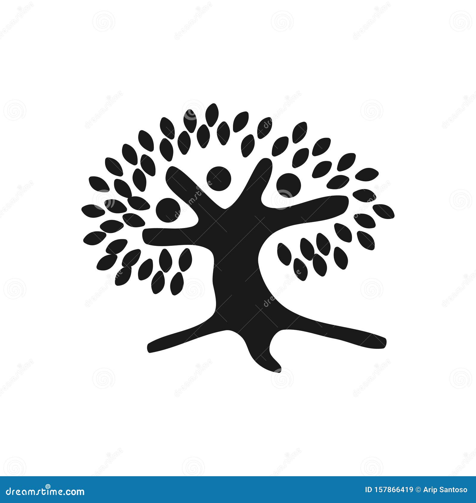 Tree People Commitment Teamwork Together Black Logo Stock Vector ...