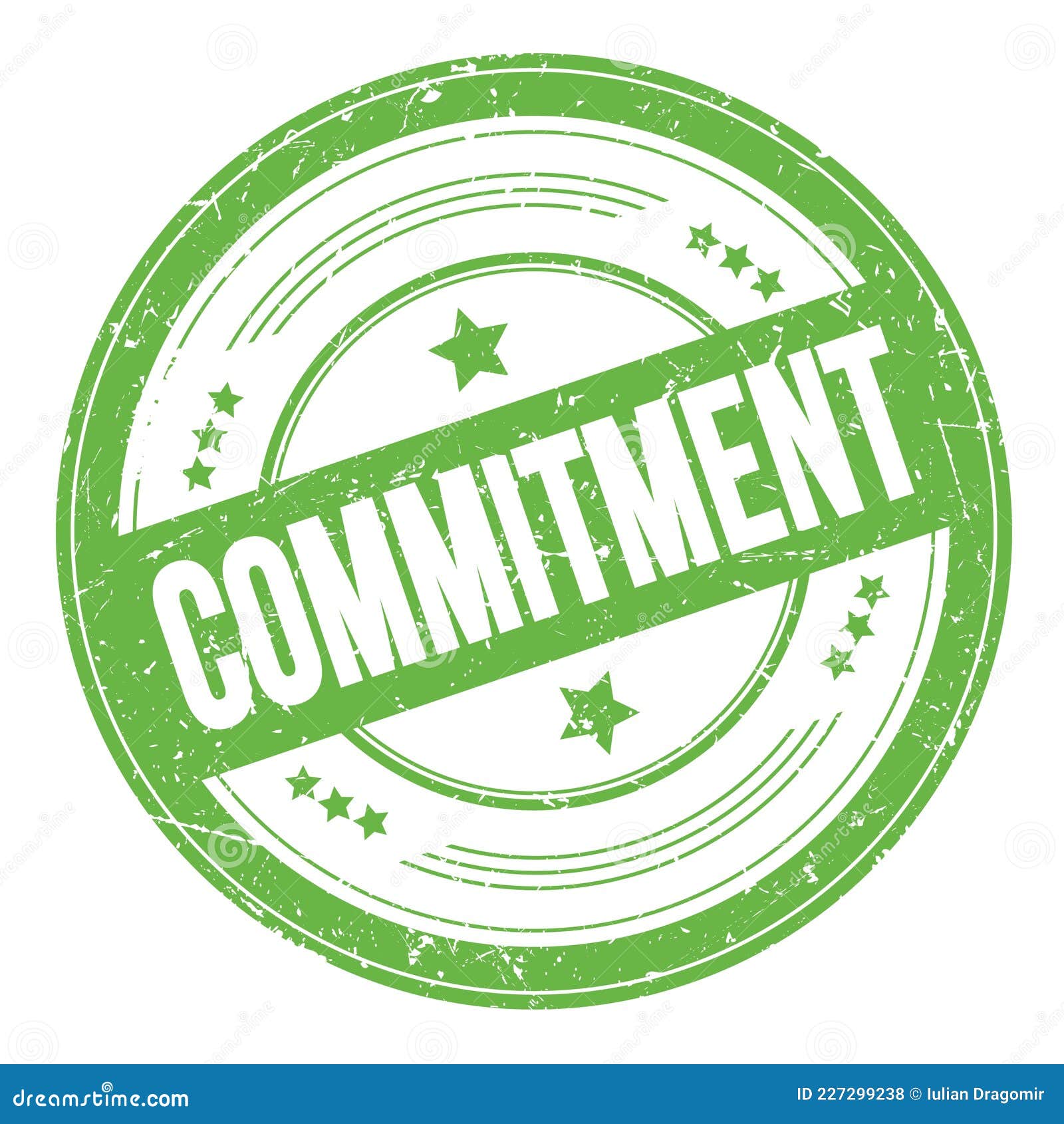 COMMITMENT Text on Green Round Grungy Stamp Stock Illustration ...
