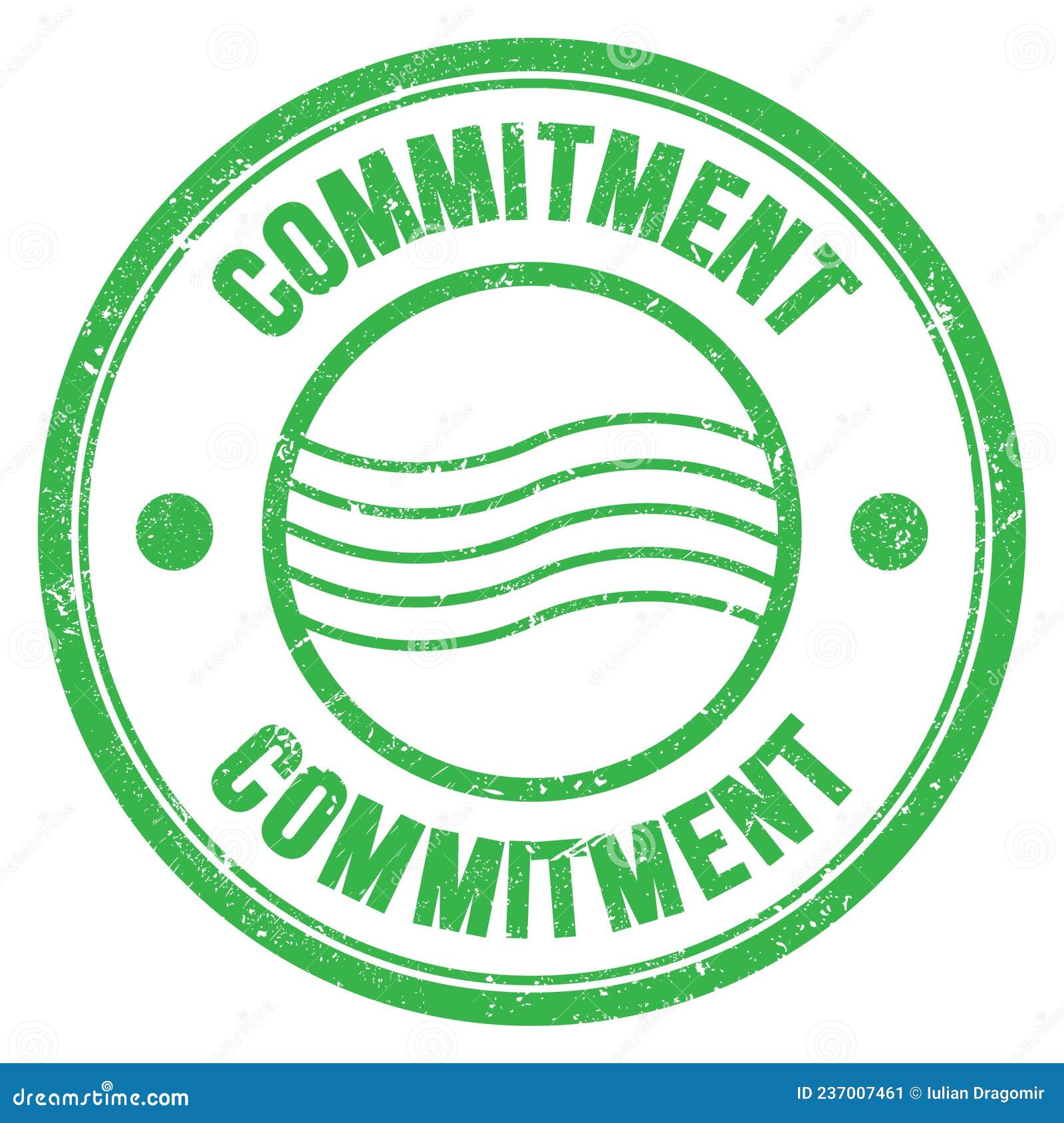 COMMITMENT Text Written on Green Round Postal Stamp Sign Stock ...