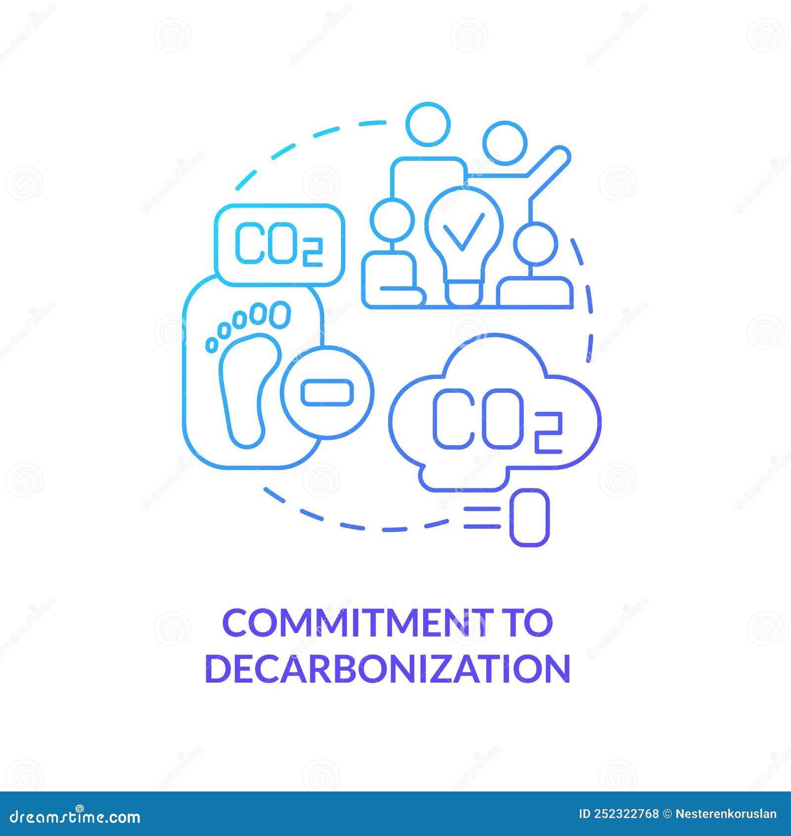 Commitment To Decarbonization Blue Gradient Concept Icon Stock Vector