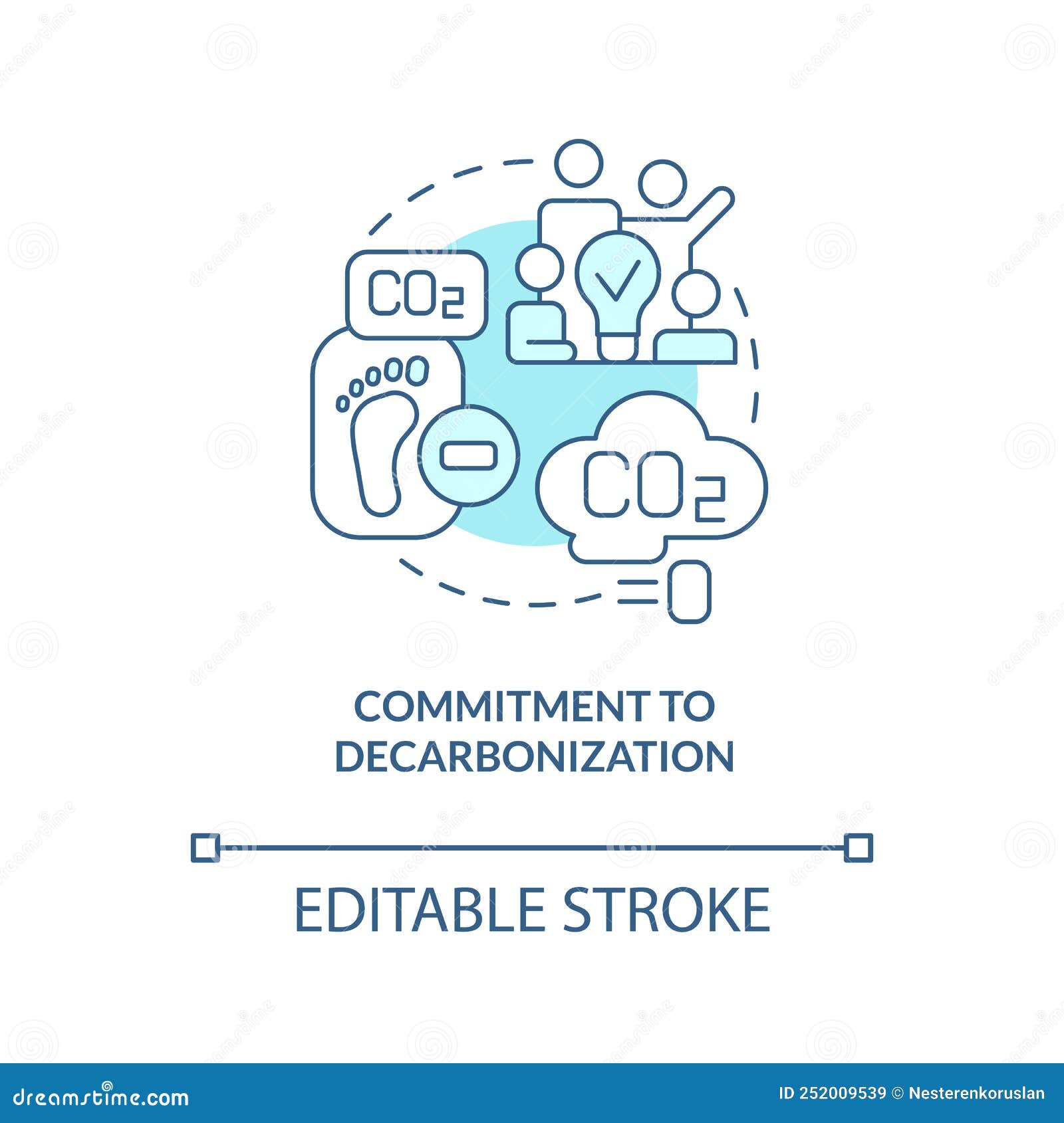 Commitment To Decarbonization Turquoise Concept Icon Stock Vector ...