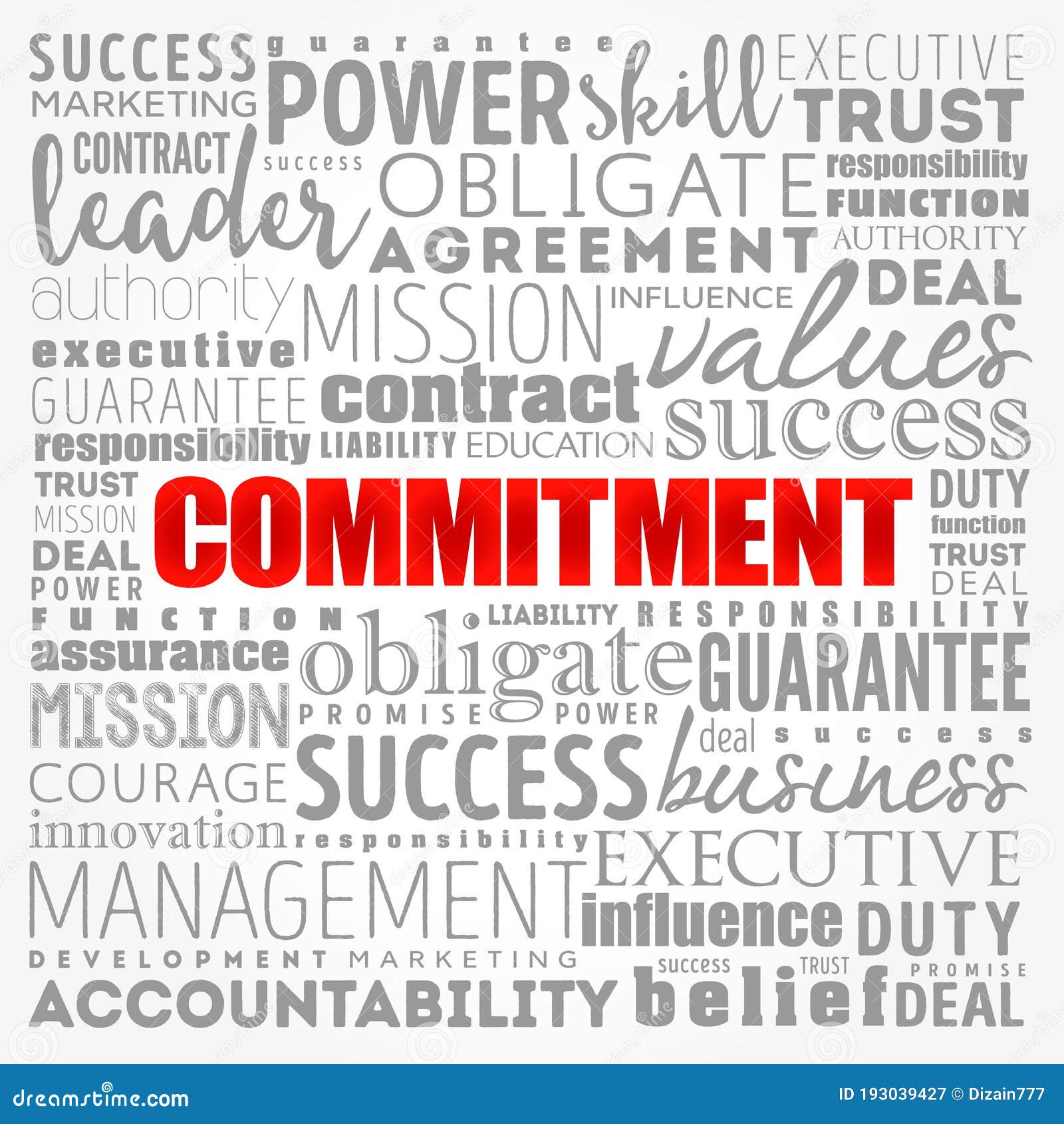 Commitment Word Cloud Collage, Business Concept Background Stock ...