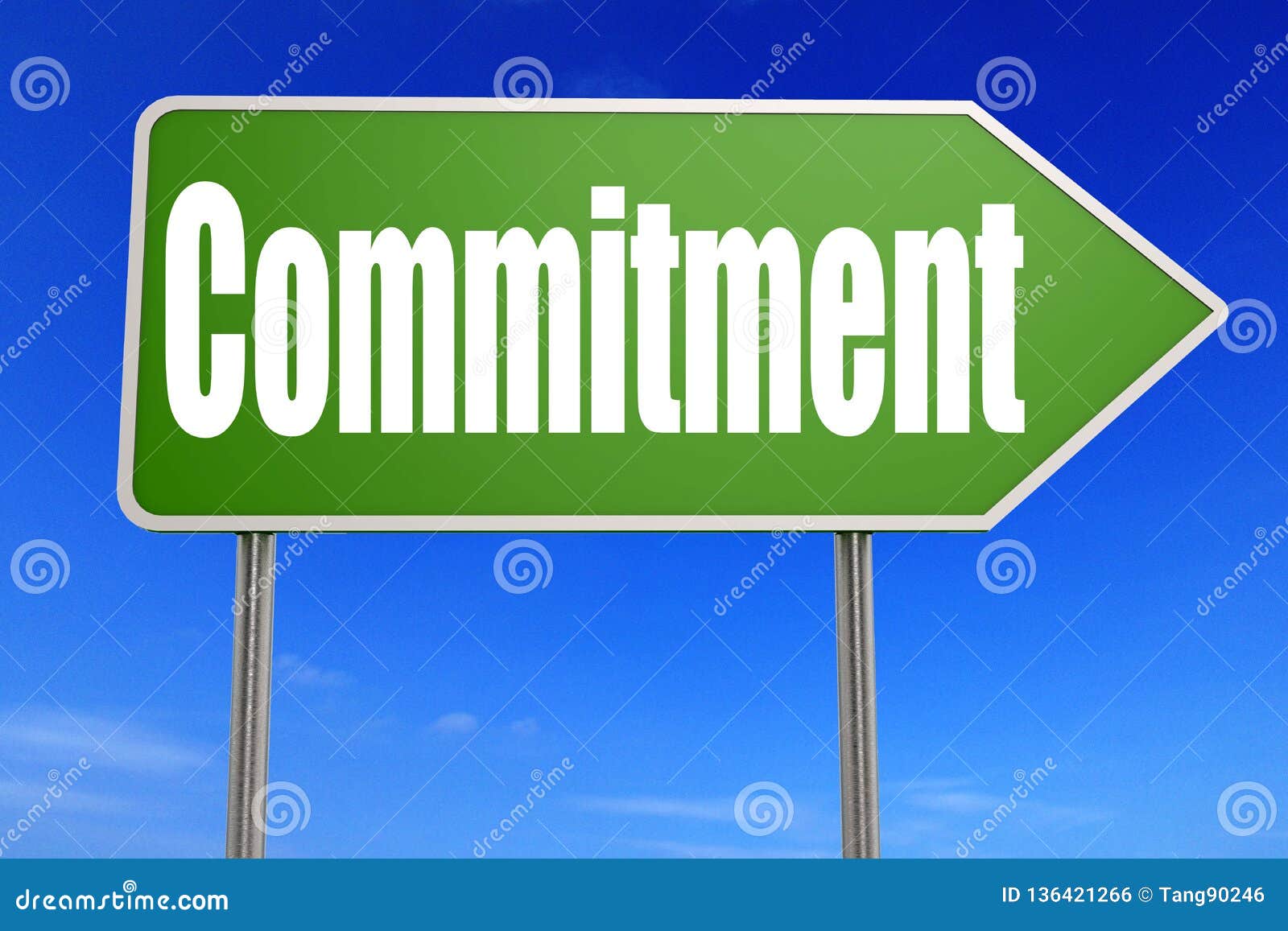 Commitment Word with Green Road Sign Stock Illustration - Illustration ...