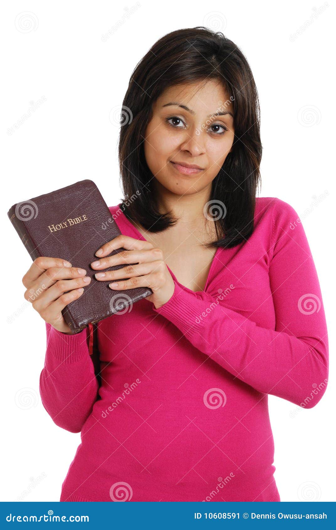 Committed Christian Holding a Bible and Smiling Stock Image - Image of ...