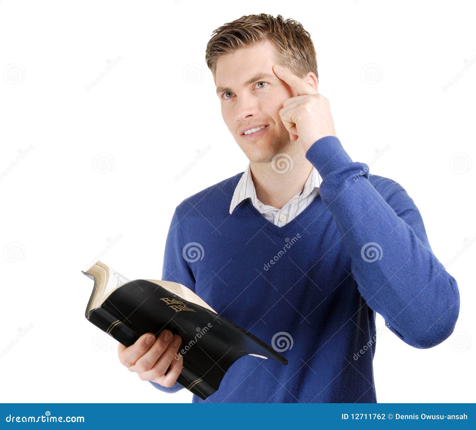 Committed Christian Reading Bible and Thinking Stock Photo - Image of ...
