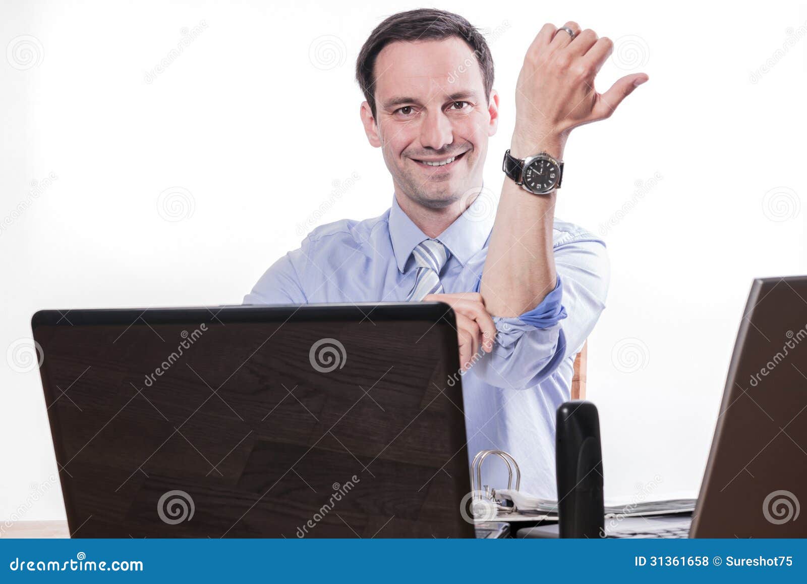 Committed Employee Pulling Up Sleeves Stock Photo - Image of shirt ...