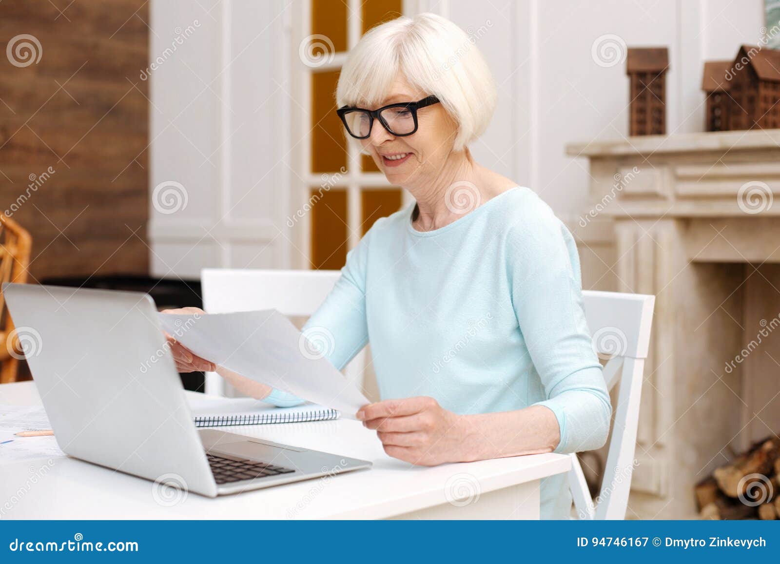 Committed Professional Lady Perusing a Report Stock Image - Image of ...