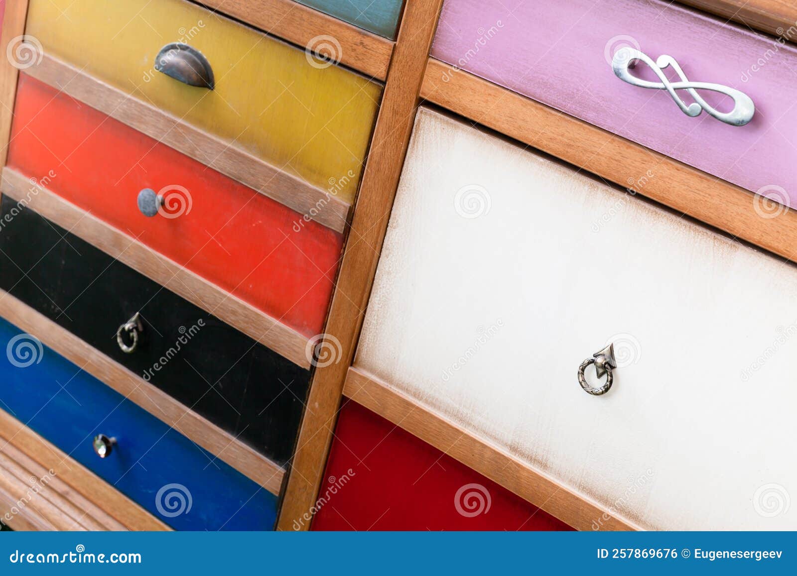 Commode Drawers with Colorful Panels Stock Photo - Image of decor, data ...