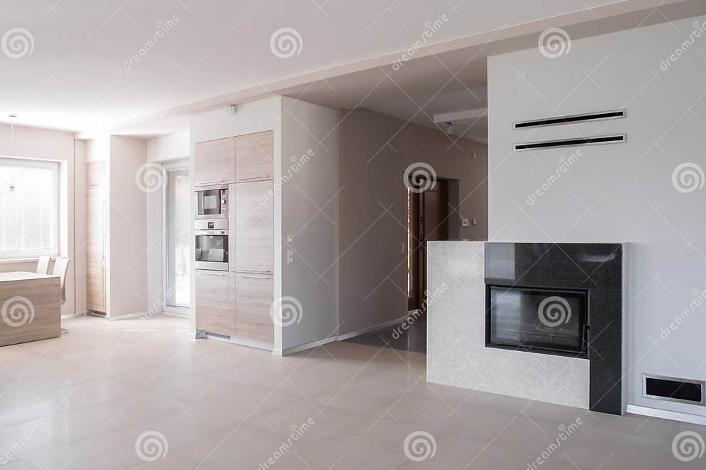 Commodious Lounge with Fireplace Stock Photo - Image of home, interior ...