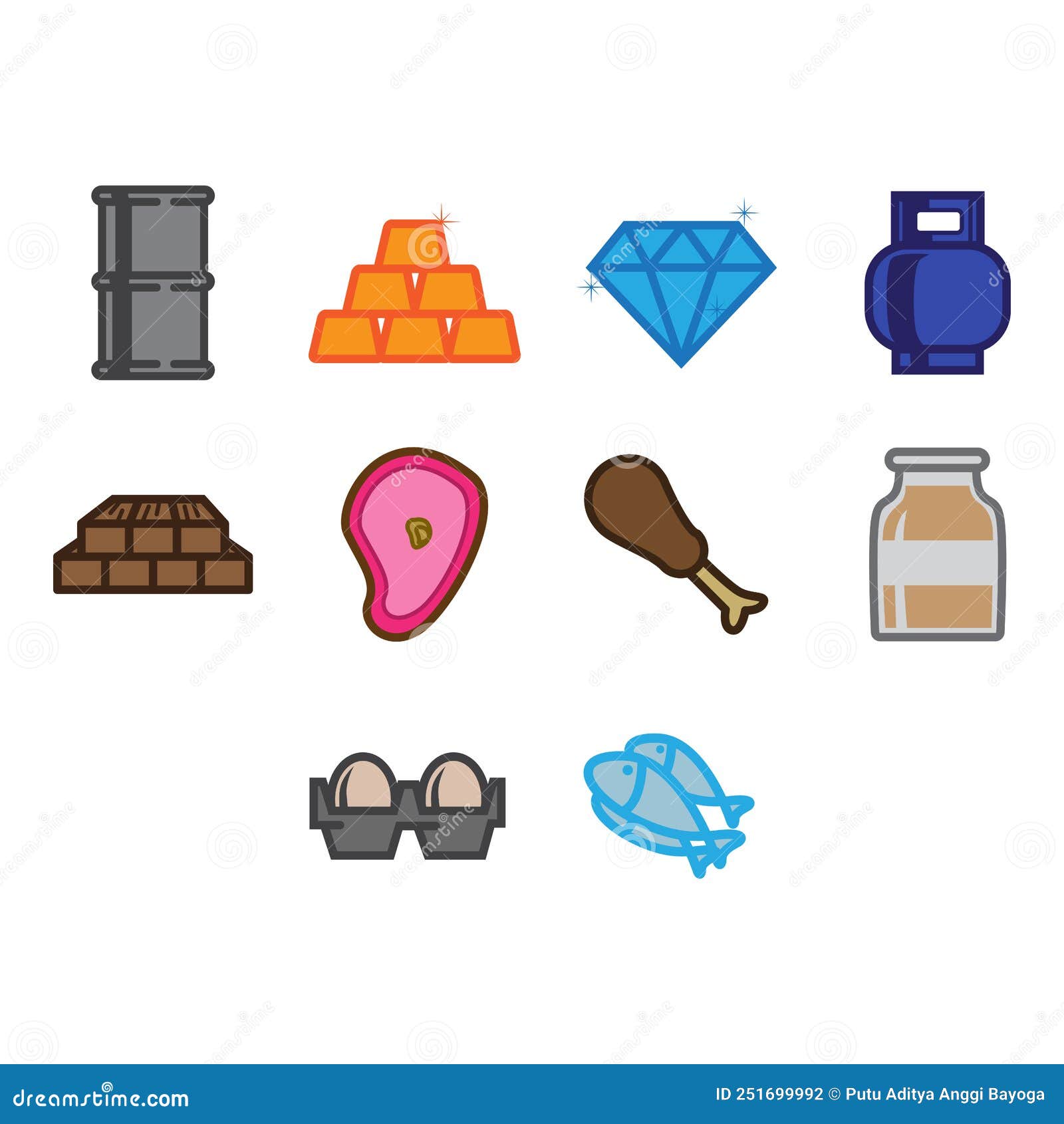 Commodities icon set stock vector. Illustration of design - 251699992
