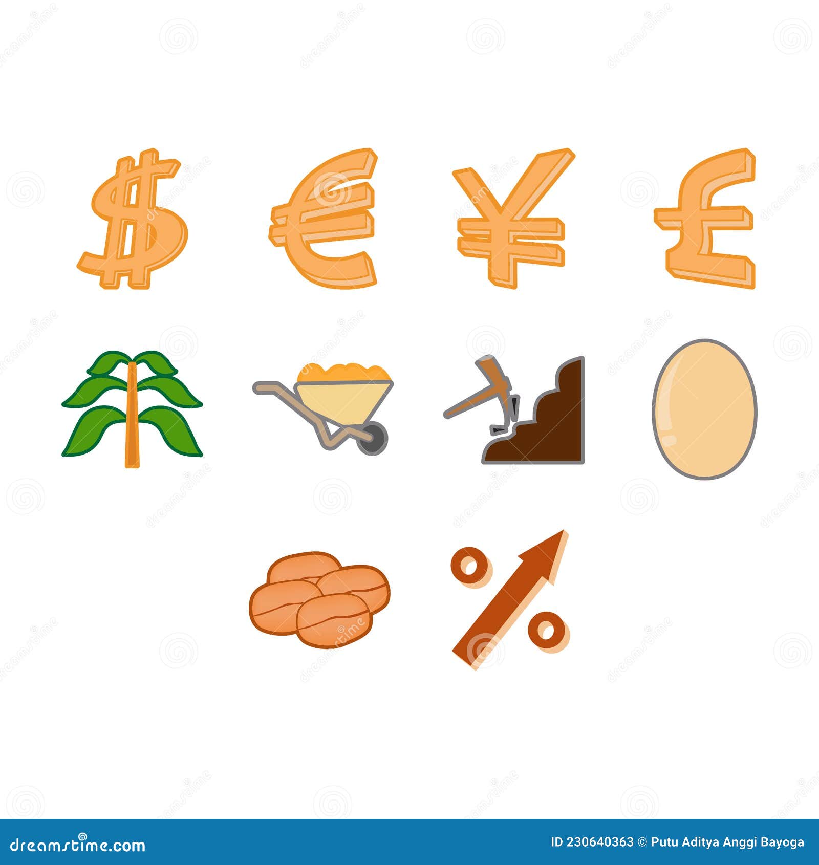 Commodities icon set stock vector. Illustration of finance - 230640363
