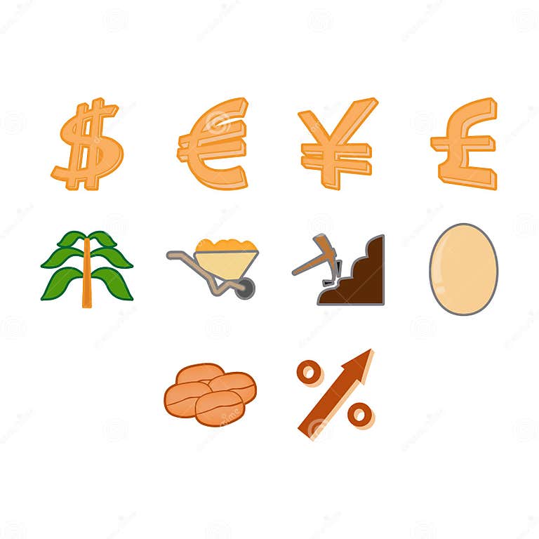 Commodities icon set stock vector. Illustration of finance - 230640363