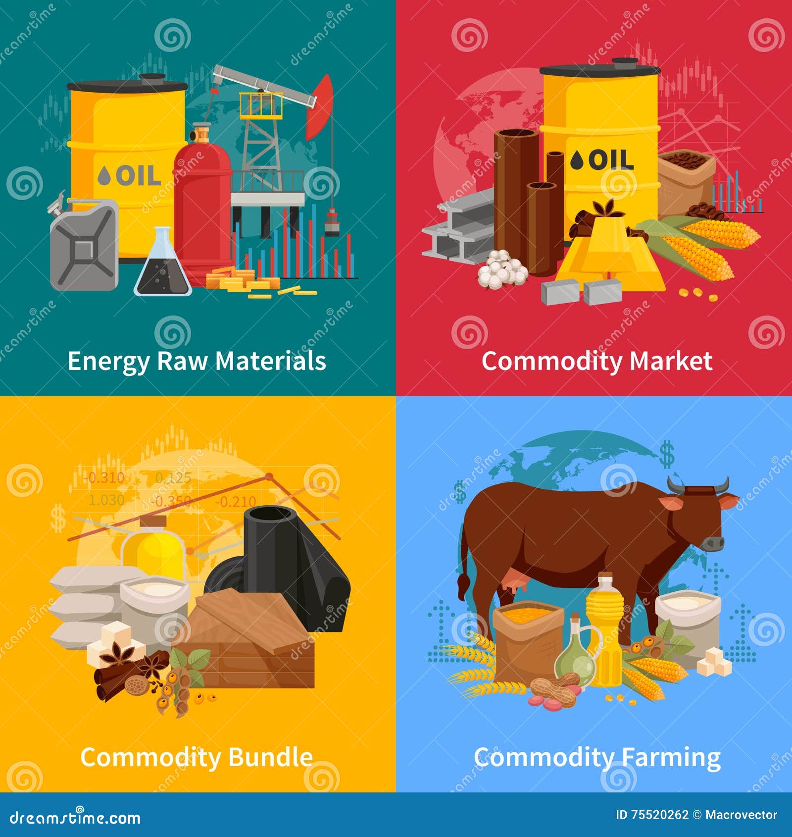 Commodity Flat 2x2 Design Concept Stock Vector - Illustration of herbs ...