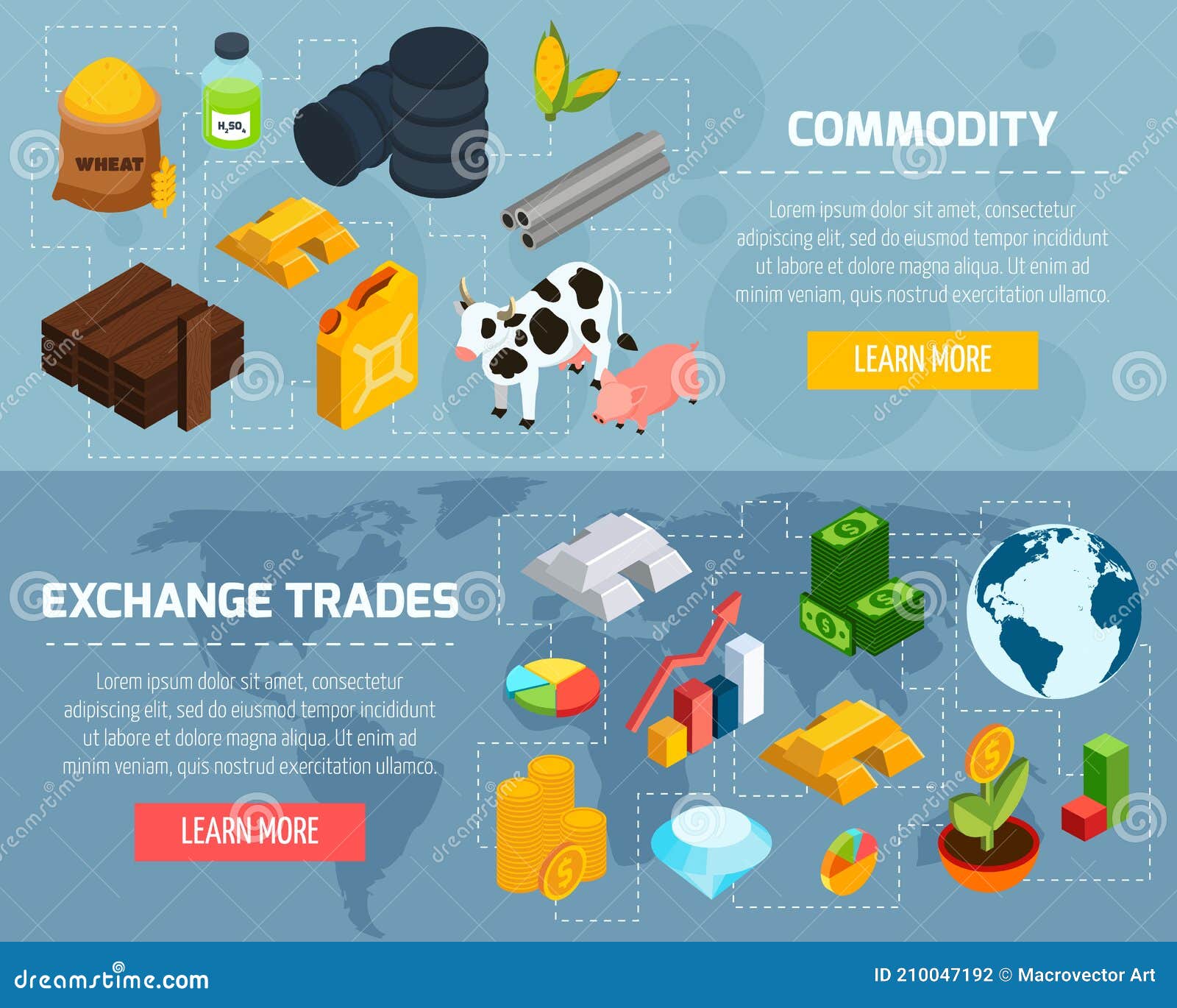 Commodity Horizontal Banners Set Stock Vector - Illustration of dairy ...